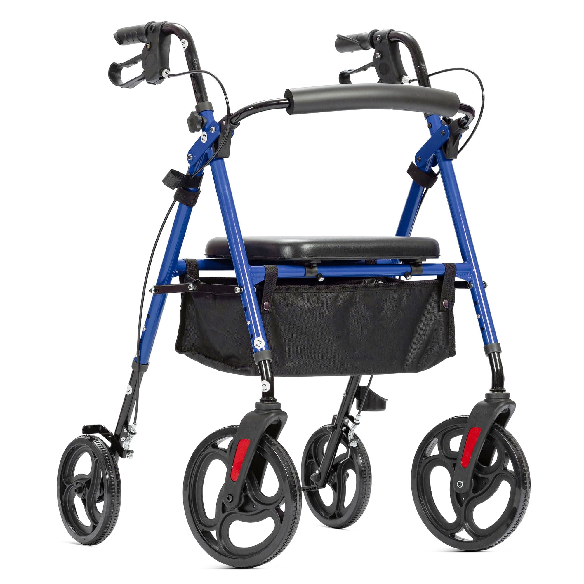 Elenker Mobility Rollator Walker with 10" Wheels, Adjustable Seat and ...