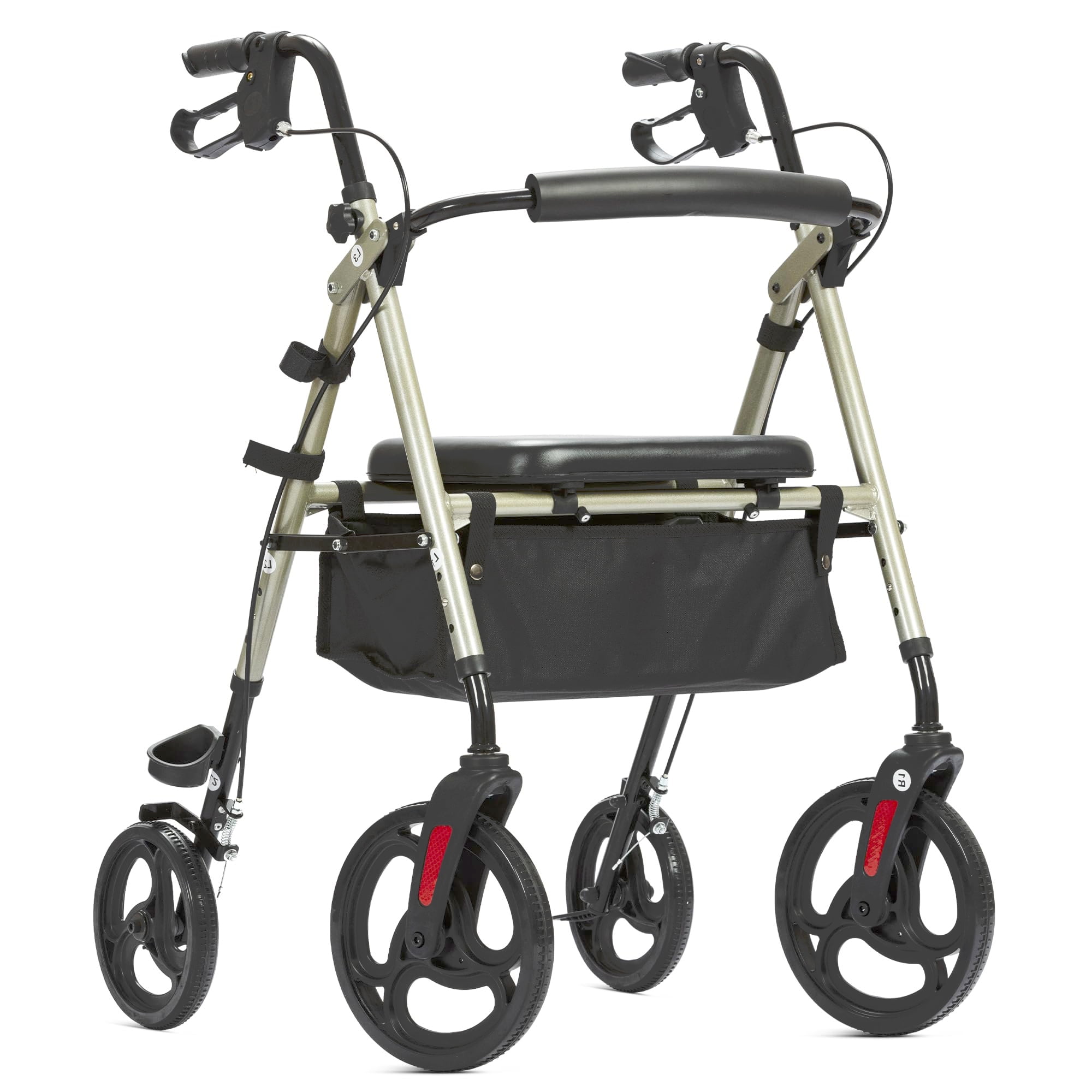 Elenker Mobility Rollator Walker with 10" Wheels, Adjustable Seat and ...