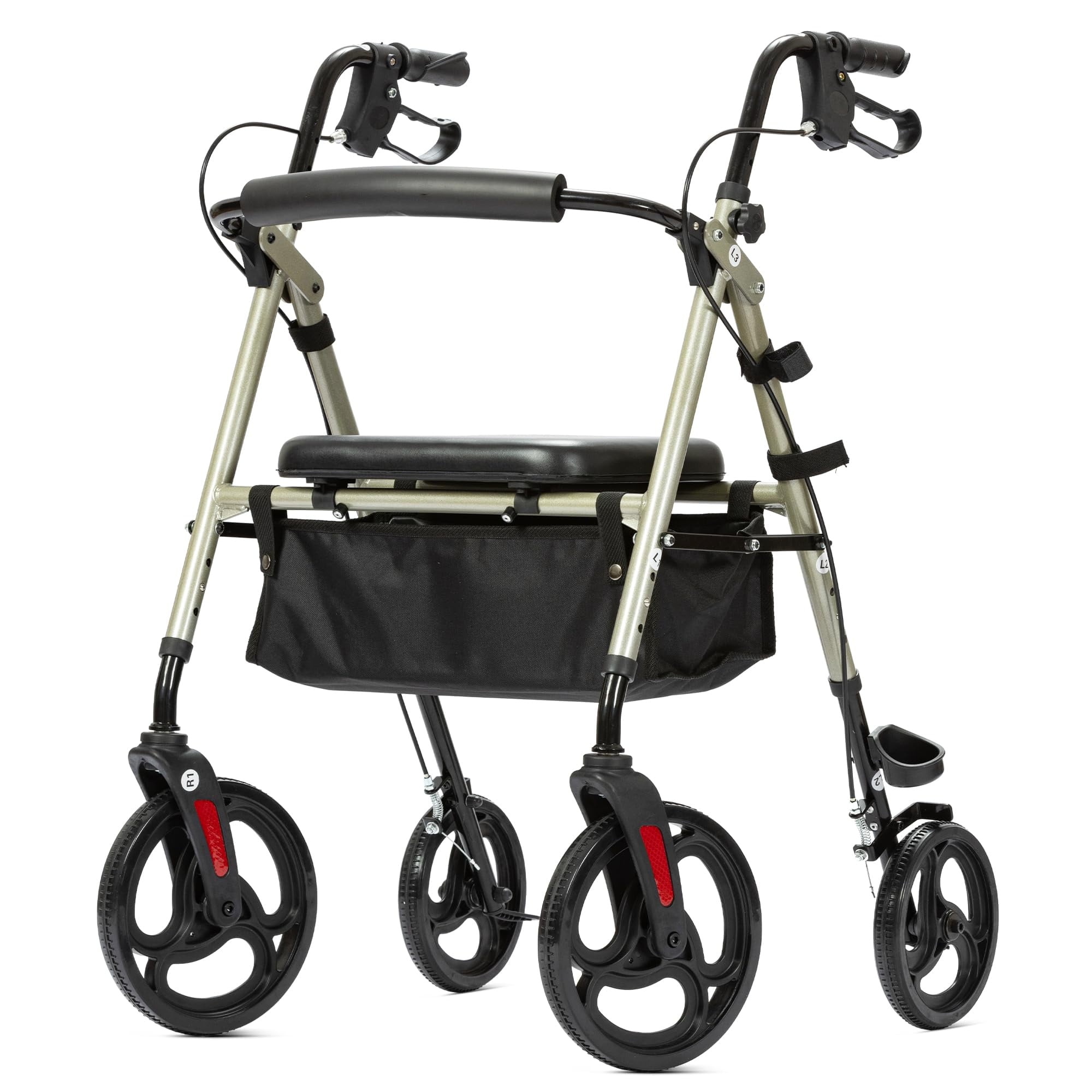 Elenker Mobility Rollator Walker with 10" Wheels, Adjustable Seat and ...