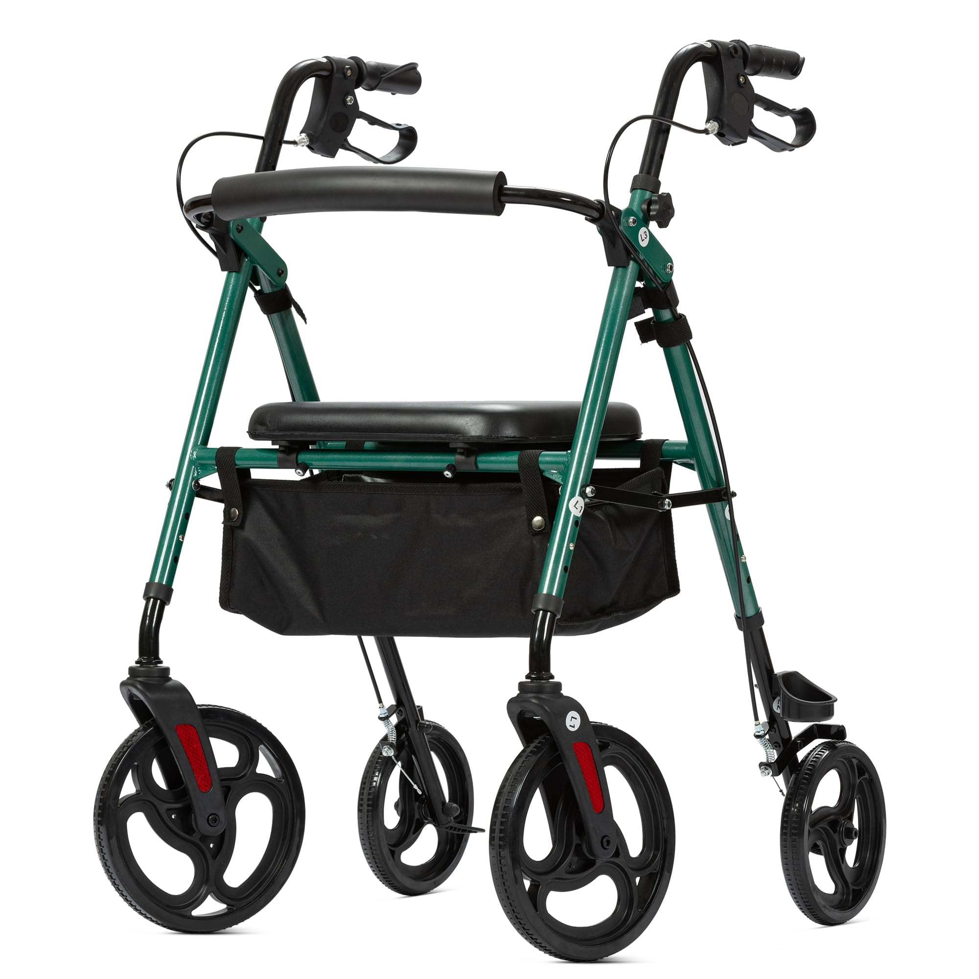 Elenker Mobility Rollator Walker with 10" Wheels, Adjustable Seat and ...