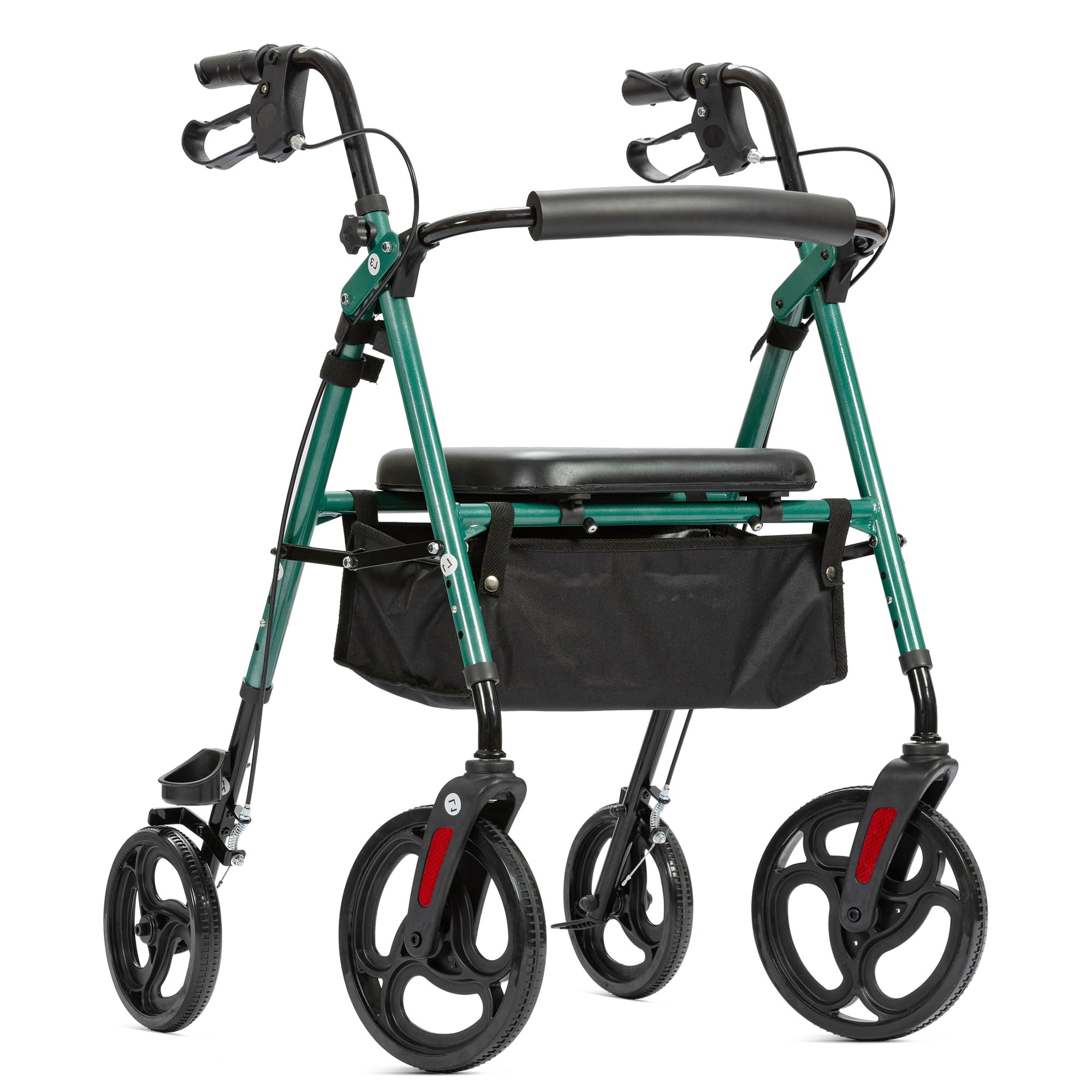Elenker Mobility Rollator Walker with 10" Wheels, Adjustable Seat and Arms, Green - Walmart.com