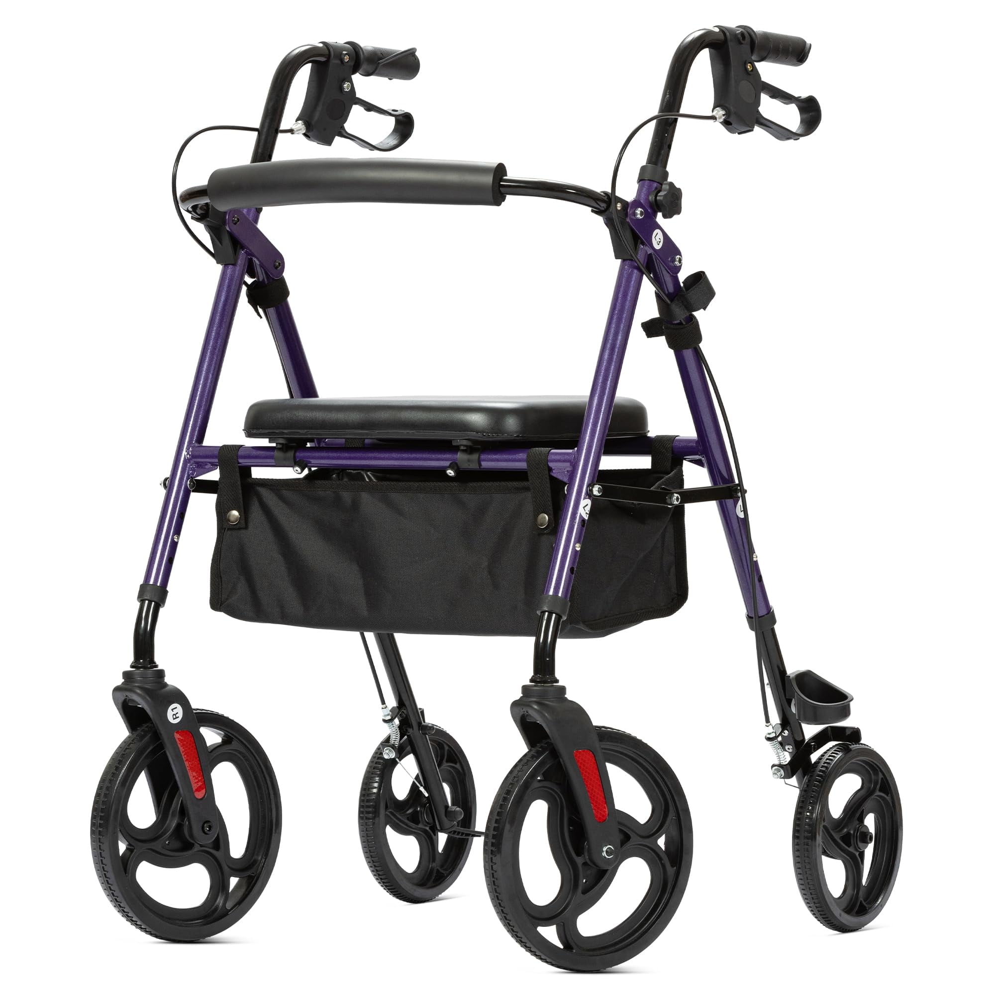 Elenker Mobility Rollator Walker with 10" Wheels, Adjustable Seat and ...