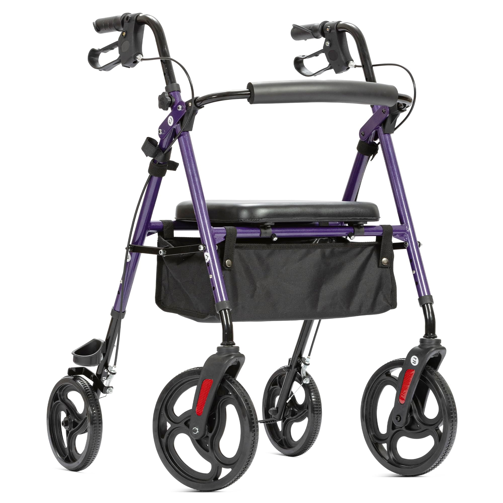 Elenker Mobility Rollator Walker with 10" Wheels, Adjustable Seat and ...