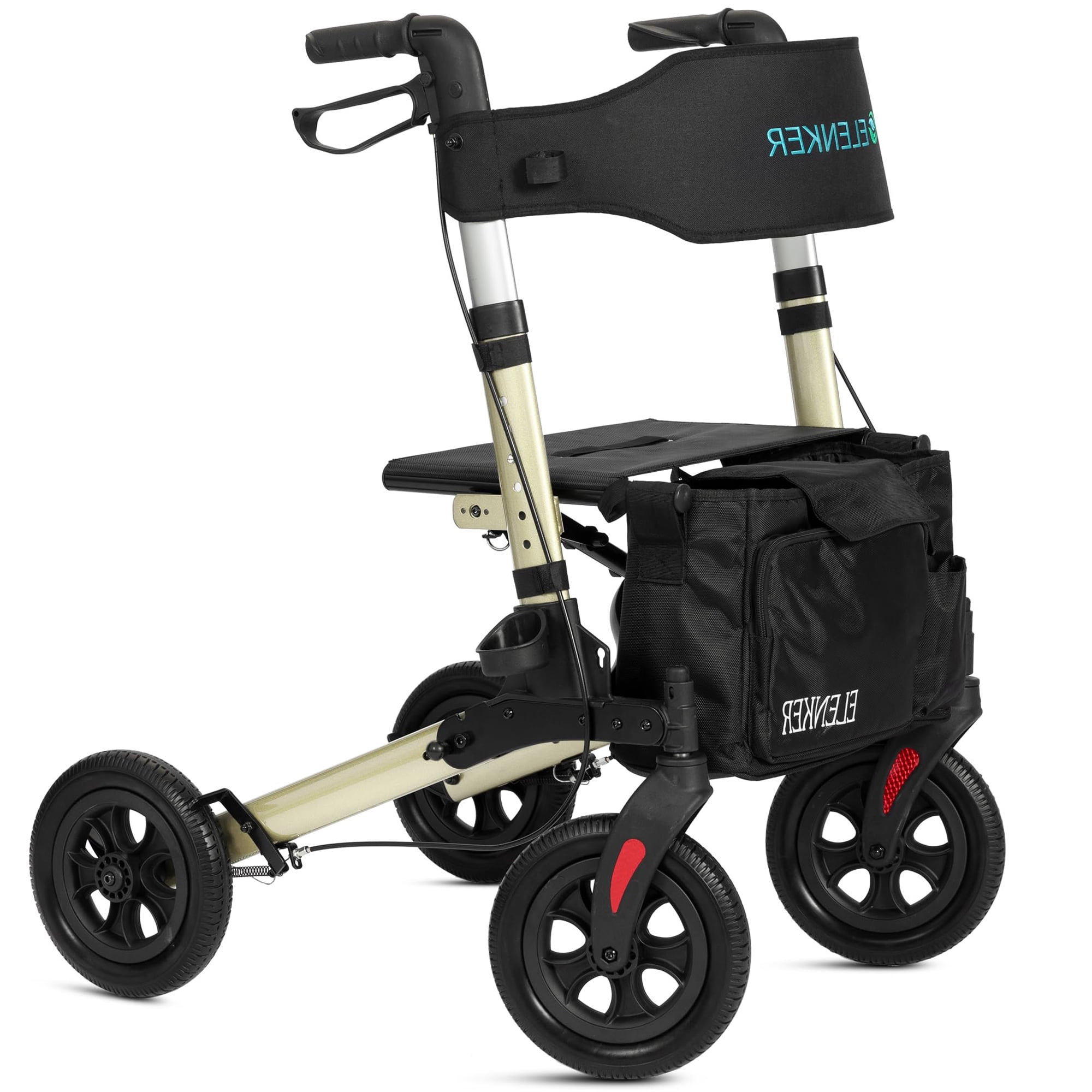 Elenker Mobility Rollator Walker with Seat and 10" All-Terrain Wheels ...