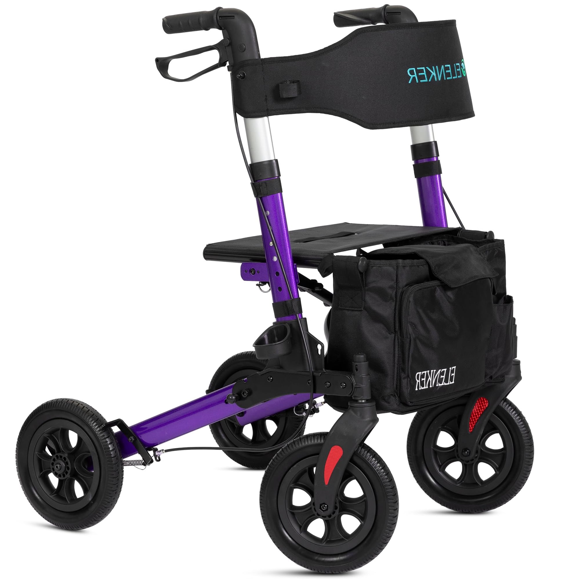 Elenker Mobility Rollator Walker with Seat and 10" All-Terrain Wheels ...