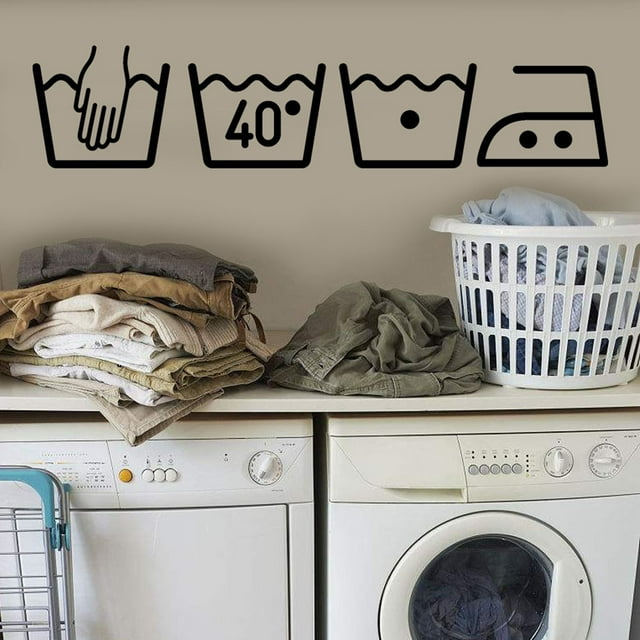 Elenxs Washing Machine Sign Removable Art Wall Sticker Laundry Room ...