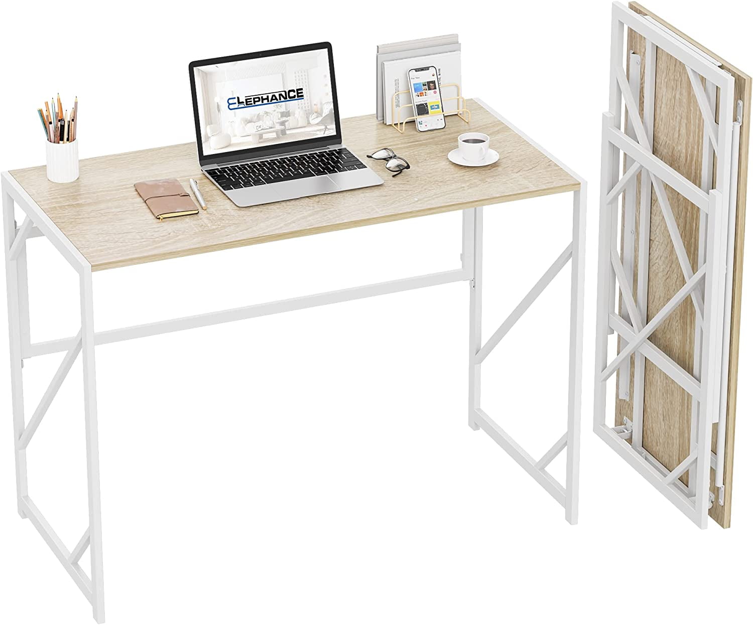 Elephance Folding Desk Writing Computer Desk for Home Office, No ...