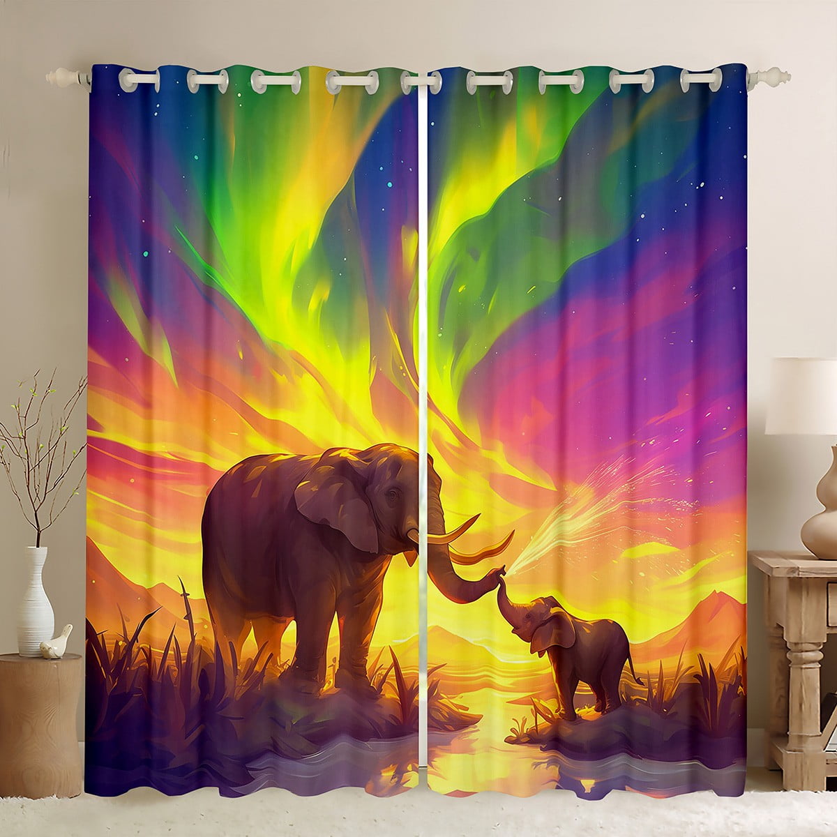 Red Green Train 52"Wx63"L Window Curtains,Vintage Train Curtains ...