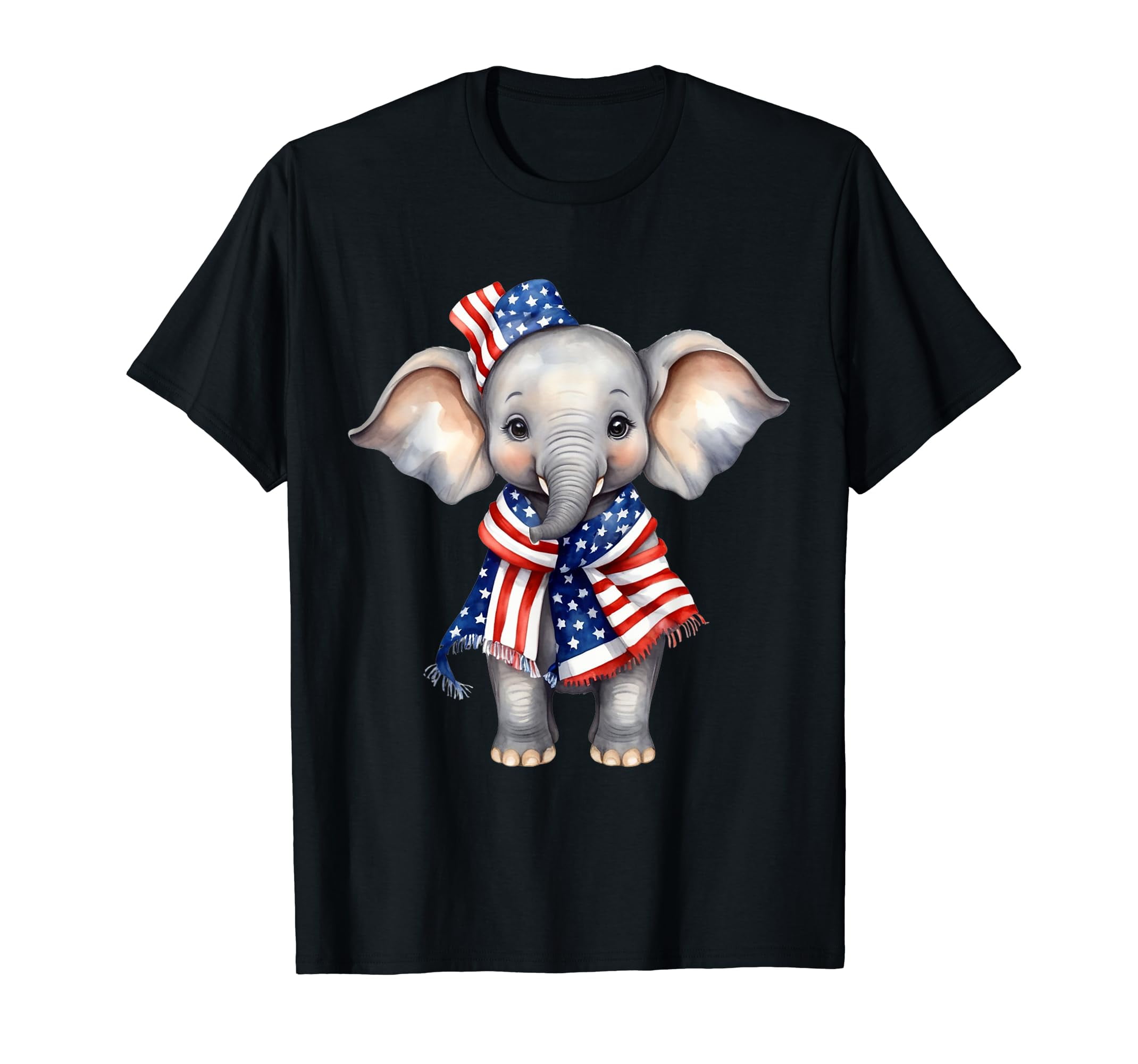 Elephant 4th of July American Flag Elephant Animal Patriotic T-Shirt ...