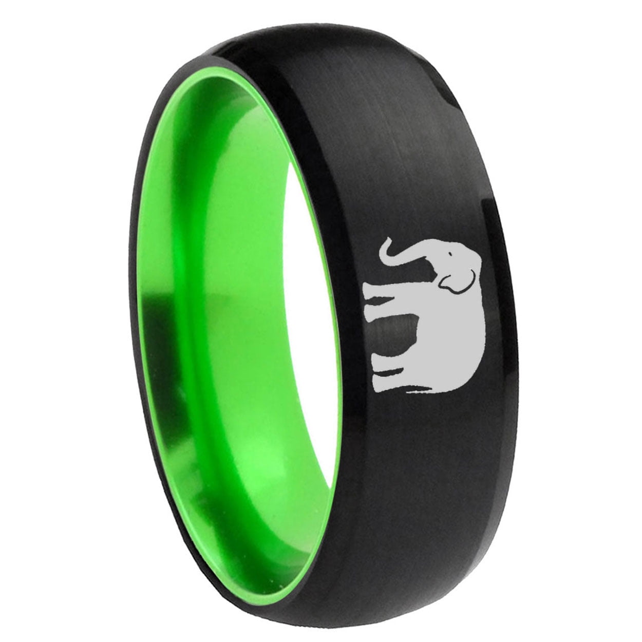 Elephant 8MM Dome Black And Green Tungsten Carbide Ring - Walmart.com