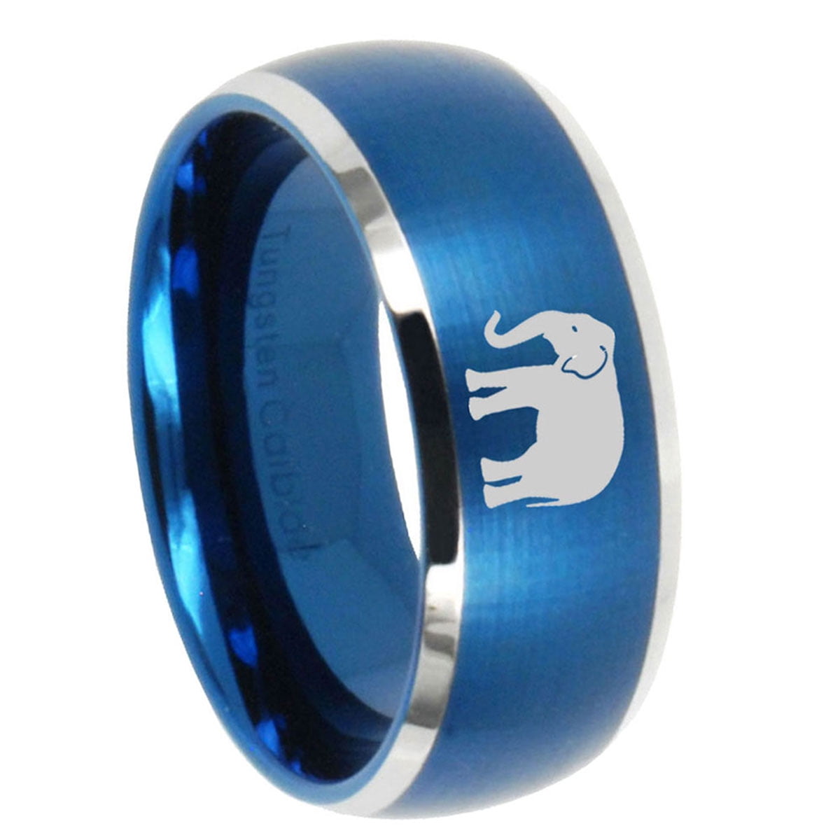 Elephant 8MM Dome Brushed Finish Blue Tungsten Men Ring - Walmart.com