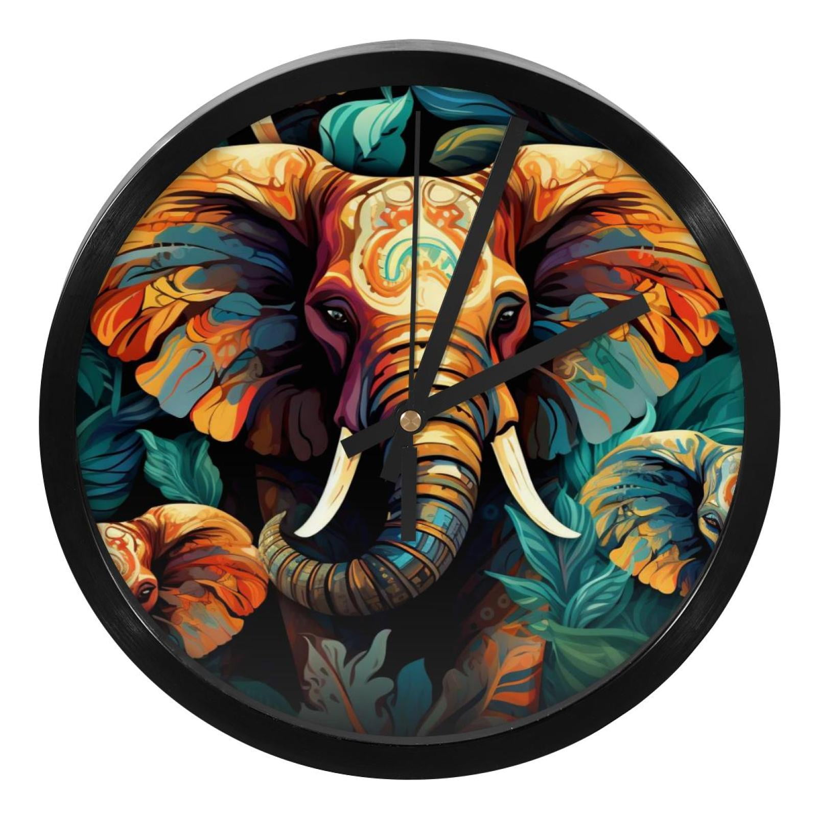 Elephant 9.8 Inch Silent Round Wall Clock - Battery Operated Digital ...