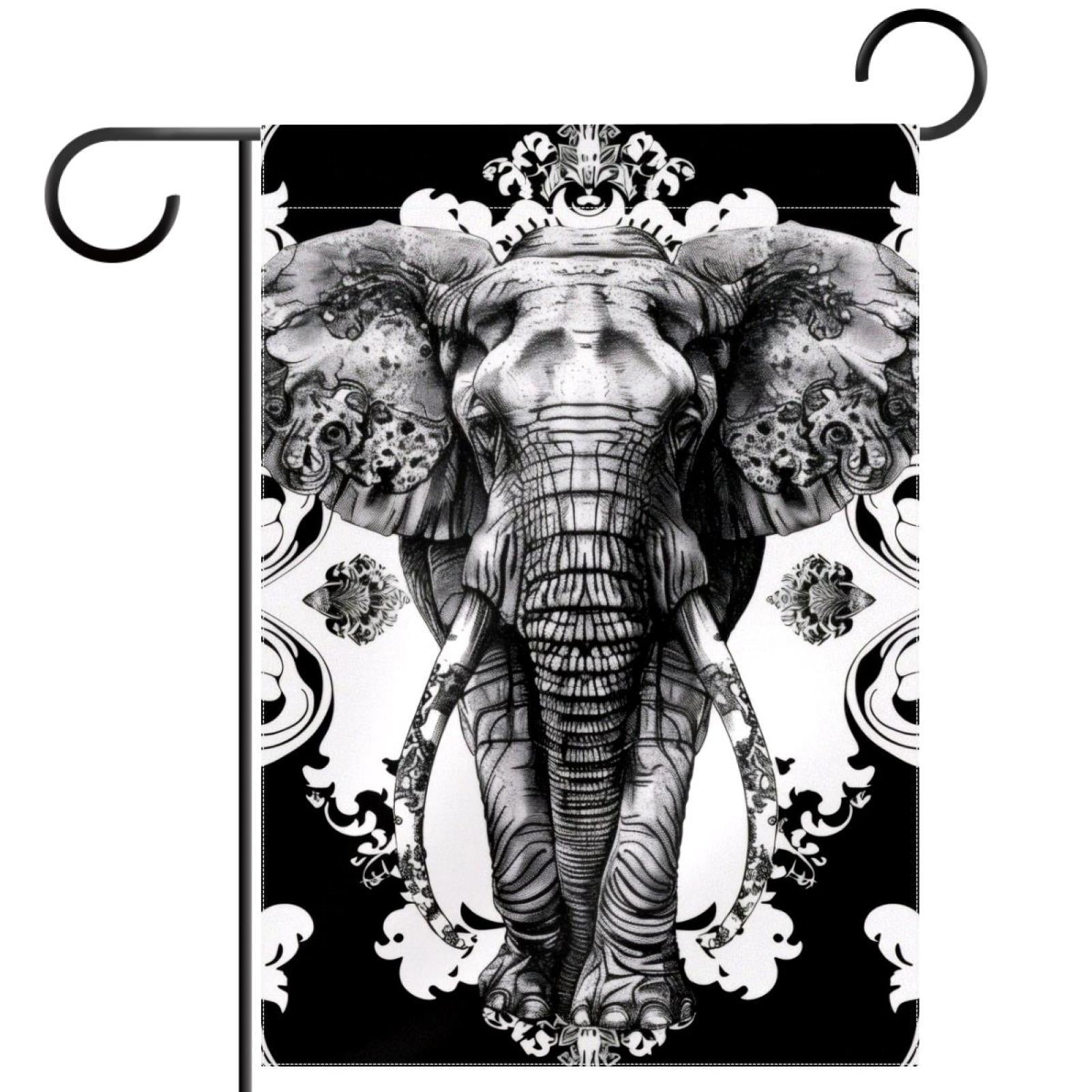 Elephant Aestheic Pattern Welcome Garden Flags, 12 x 18 Inch Double ...
