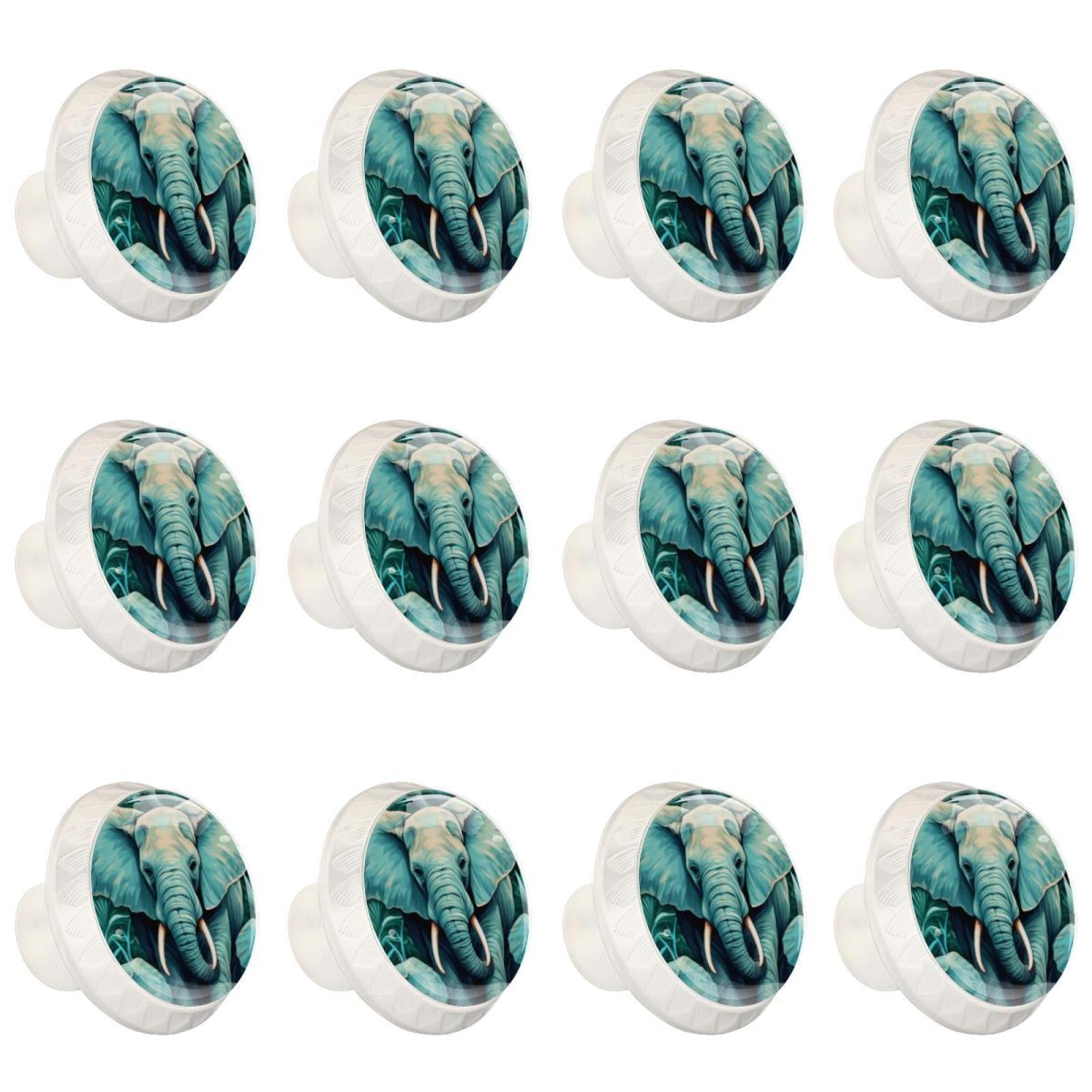 Elephant Animal 12 Pcs White Round Drawer Pulls with Screws,ABS and ...