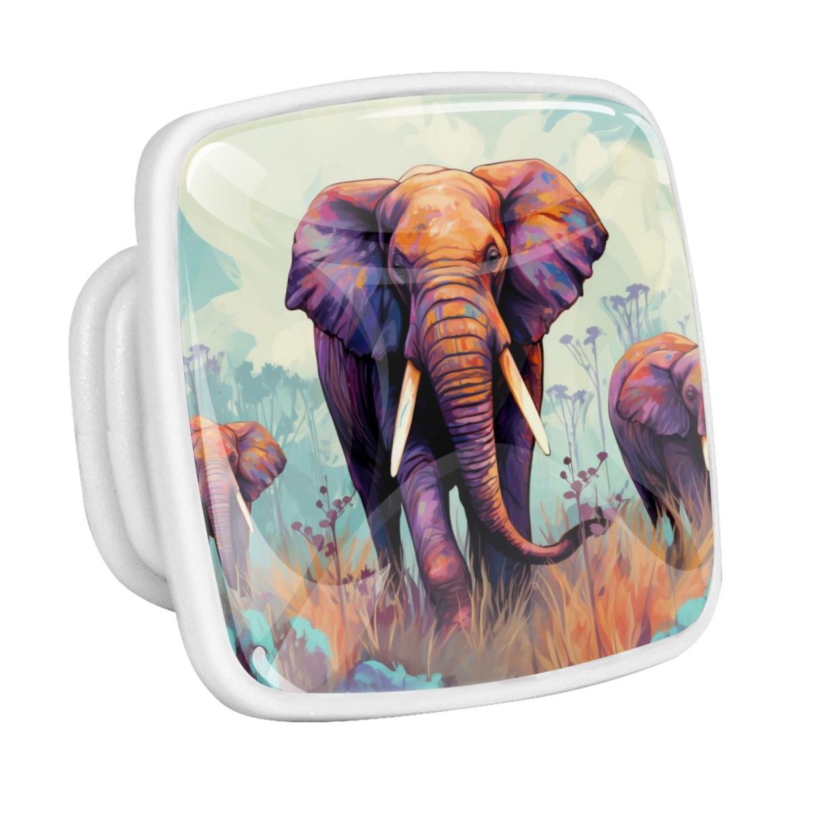 Elephant Animal Fluorescent Drawer Pulls with Screws Square 4-Pack Glow ...