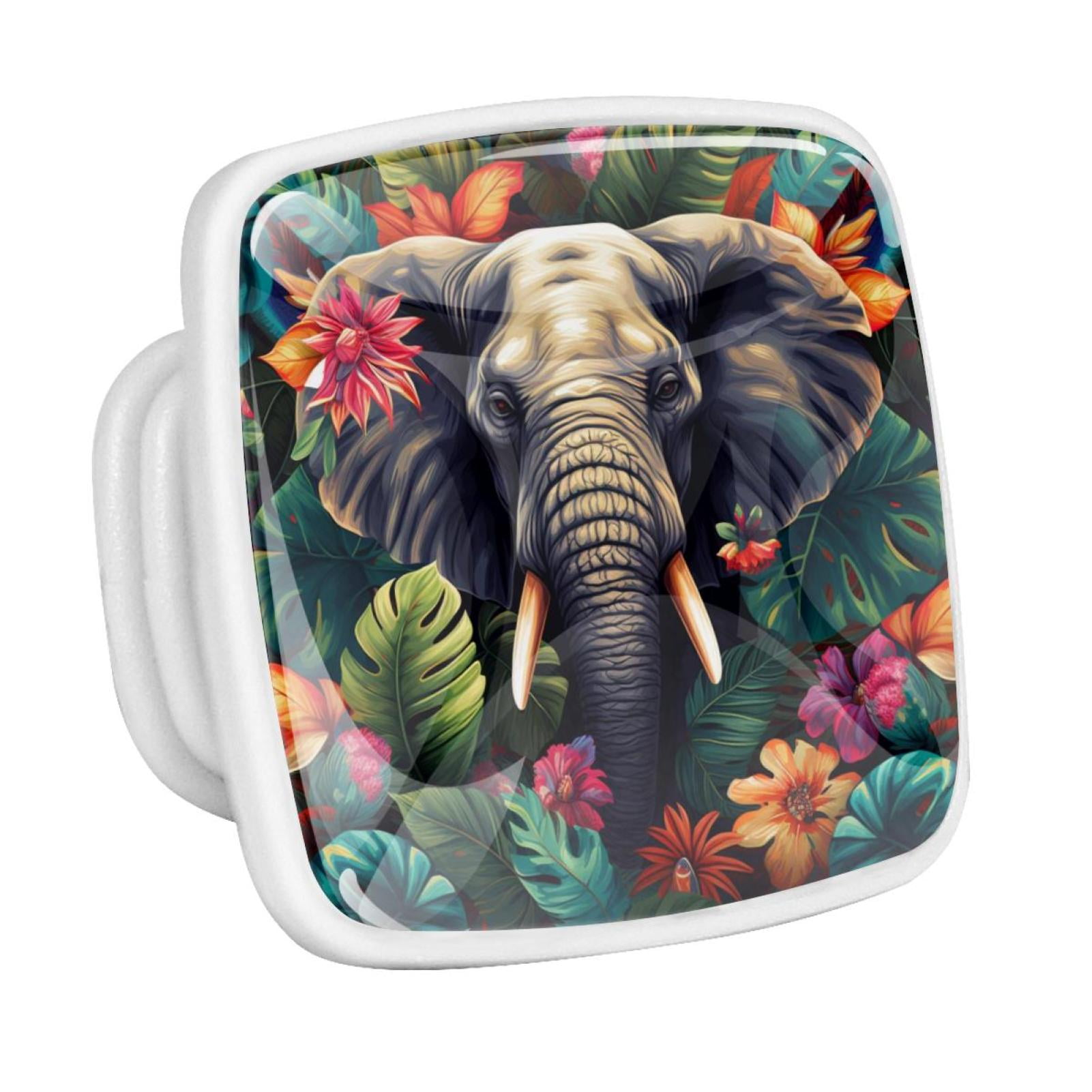 Elephant Animal Fluorescent Drawer Pulls with Screws Square 4-Pack Glow ...