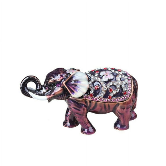Elephant Animal Jewelry Box Hinged Collectible Elephant Figurine Decor ...