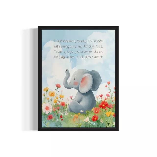 Elephant Animal Kids Nursery With Poem Art Print Poster Wall Art ...