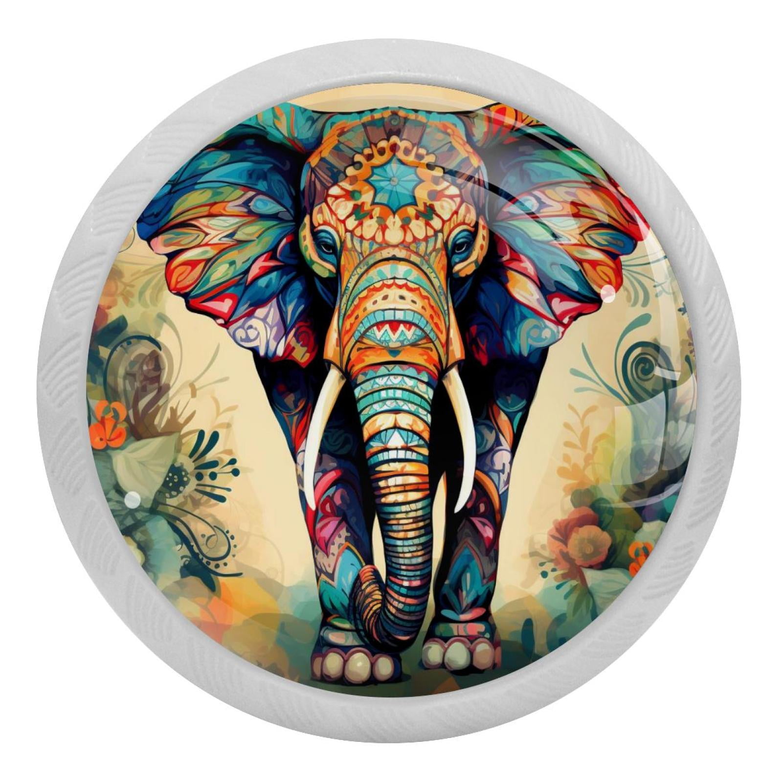 Elephant Animal Pattern 4PCS Cabinet Knobs Pulls Fluorescent Drawer ...