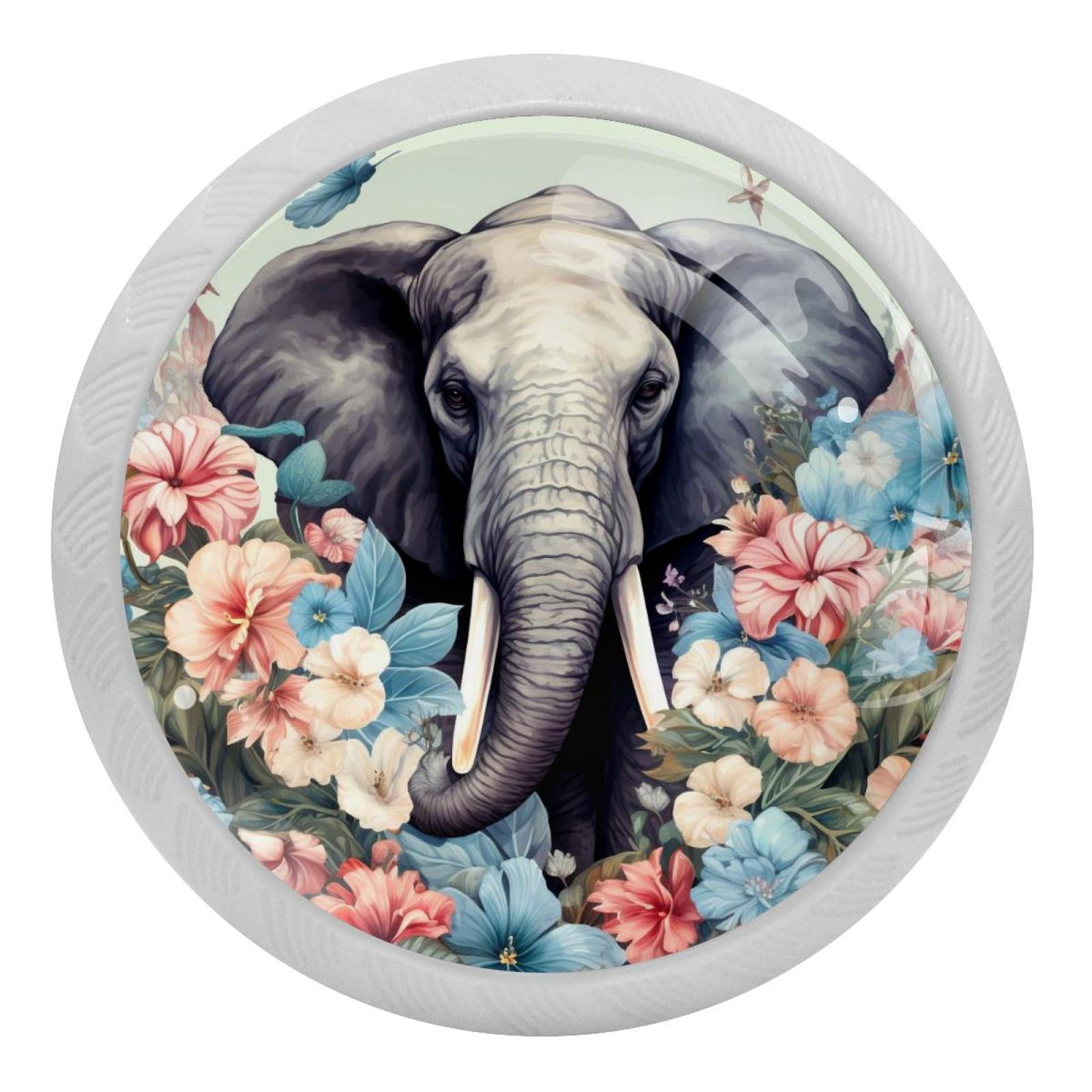 Elephant Animal Pattern 4PCS Cabinet Knobs Pulls Fluorescent Drawer ...