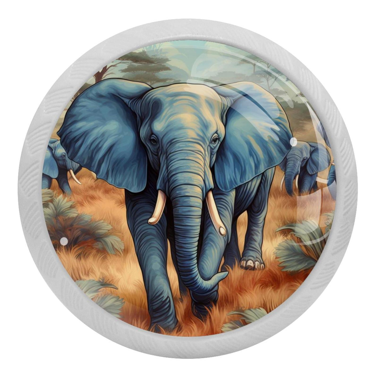 Elephant Animal Pattern 4PCS Cabinet Knobs Pulls Fluorescent Drawer ...