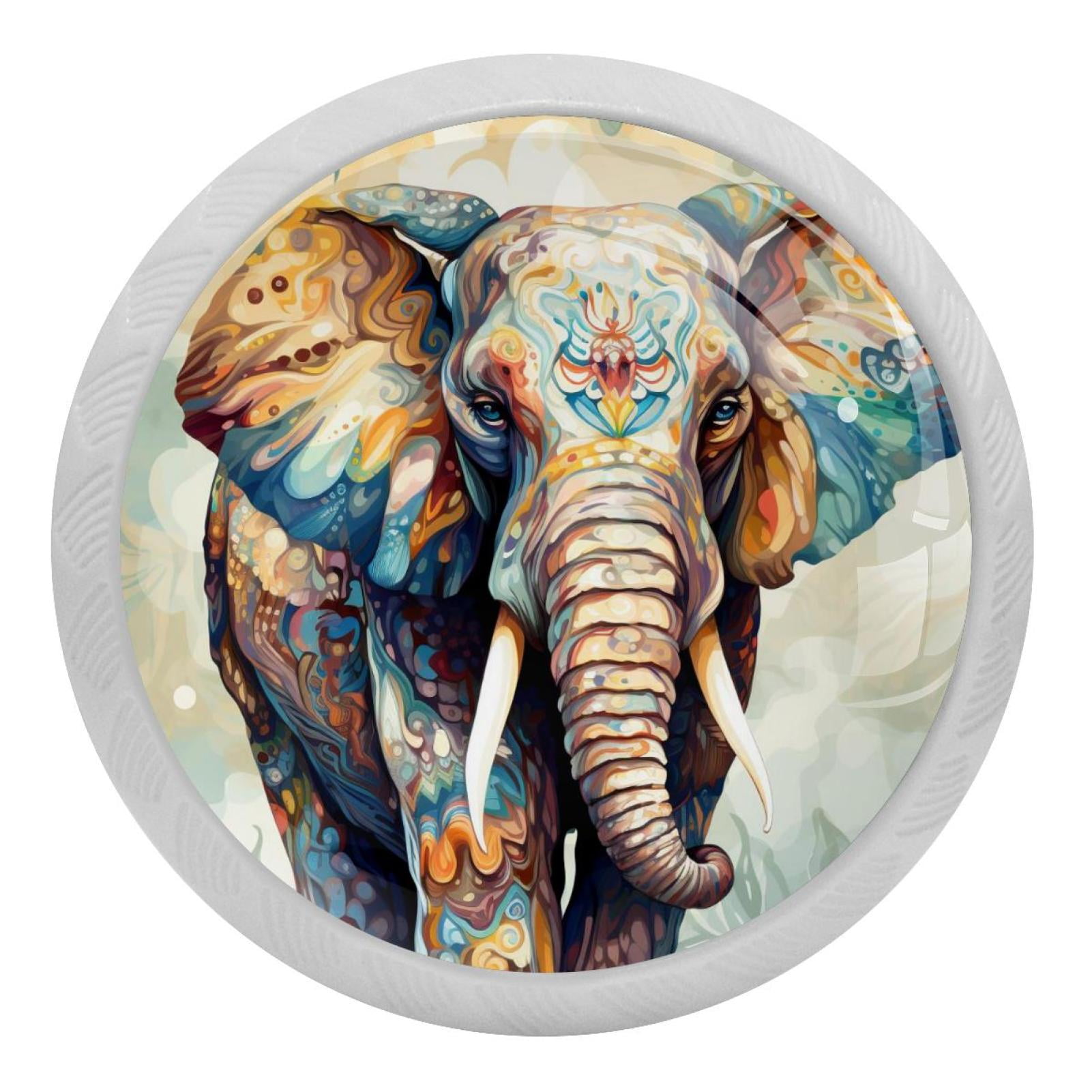 Elephant Animal Pattern 4PCS Cabinet Knobs Pulls Fluorescent Drawer ...