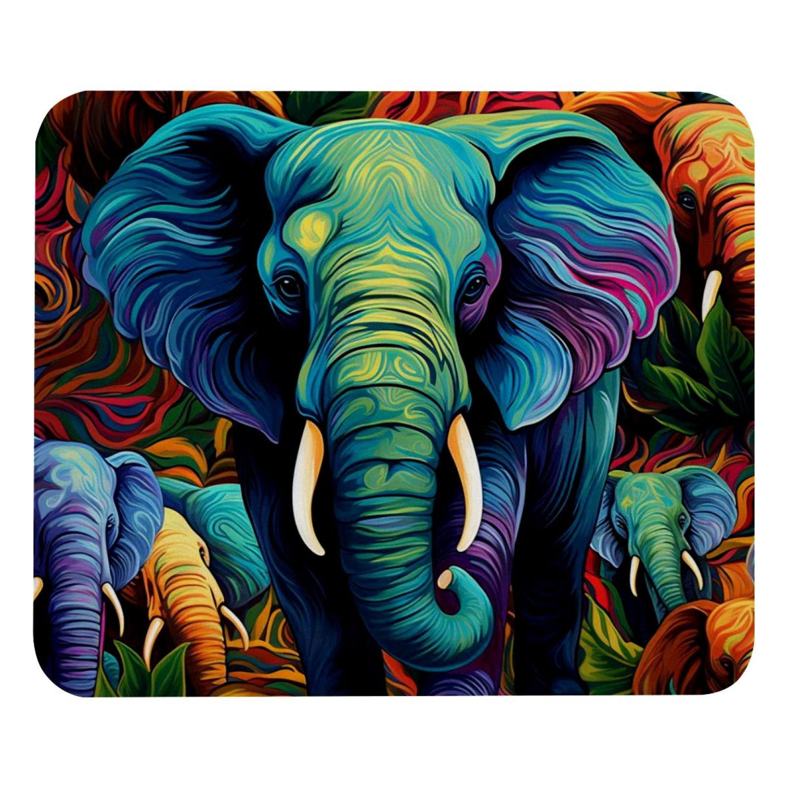 Elephant Animal Pattern Mousepad Square Thickness 2mm Desk Mat Office ...
