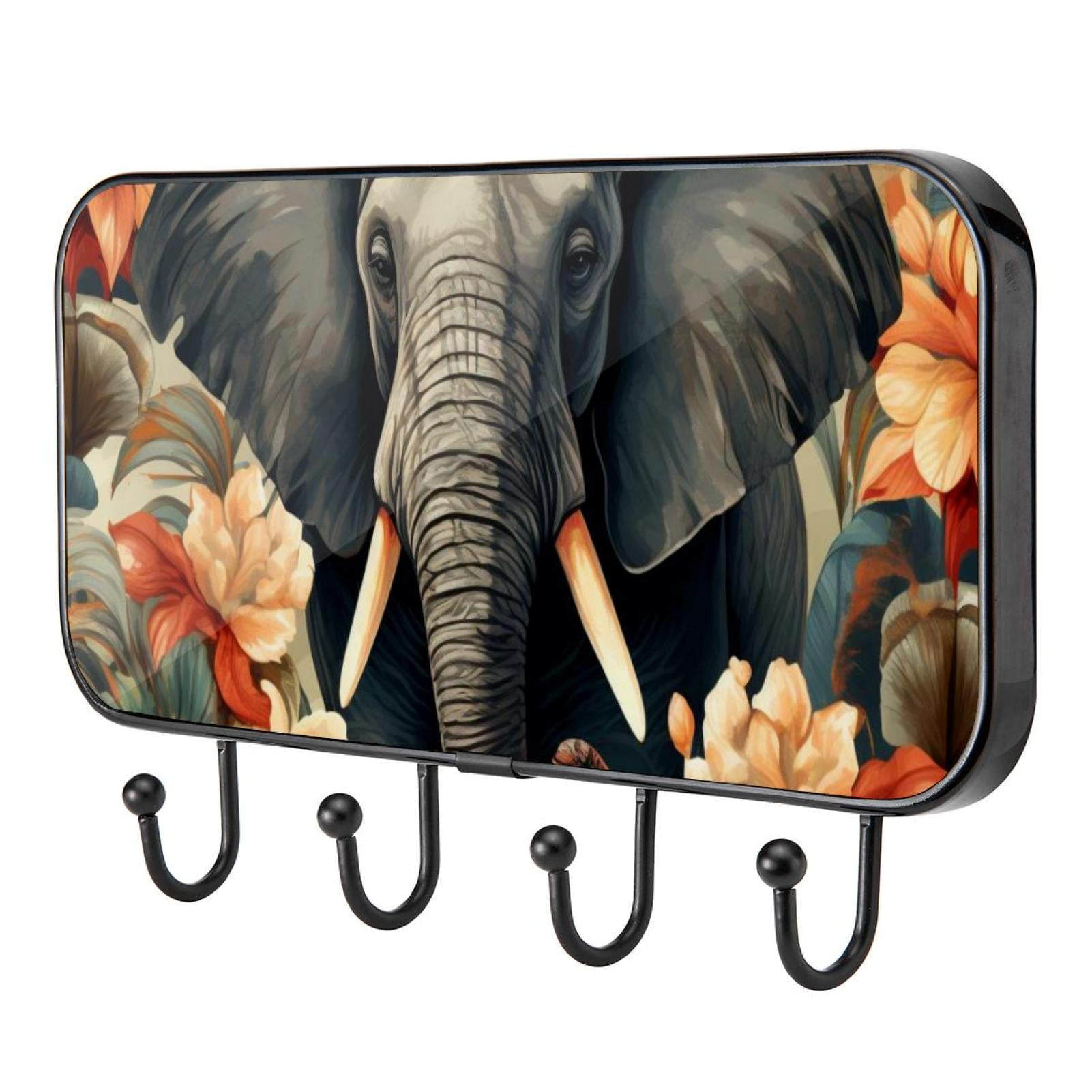 Elephant Animal Self Adhesive Towel Coat Wood Iron Hooks for Home Keys ...