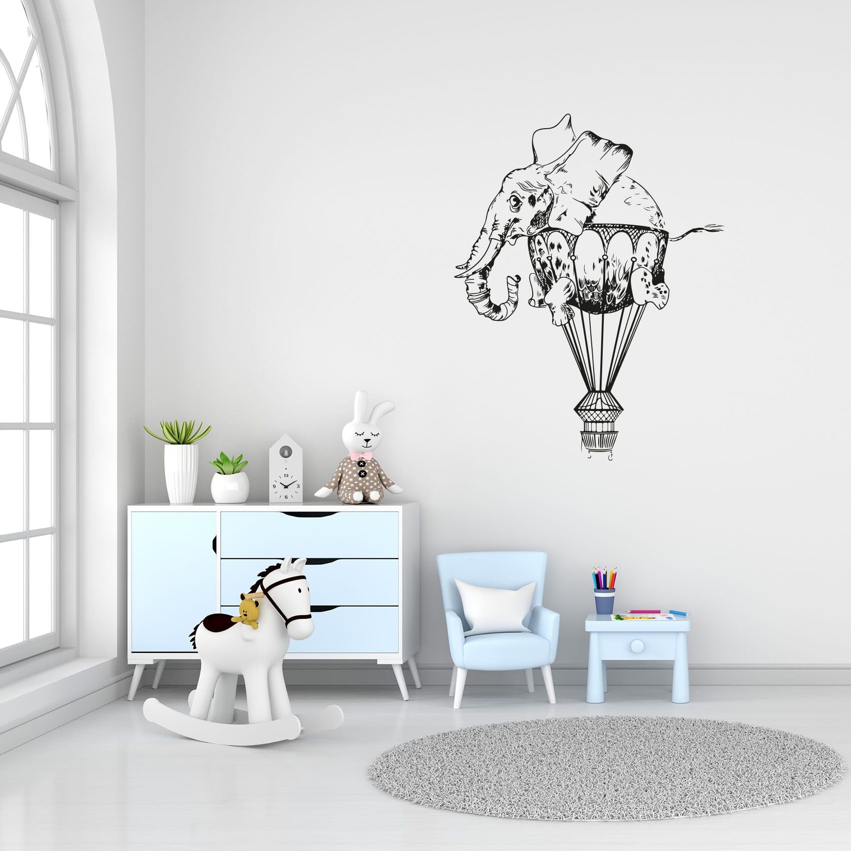 Elephant Animal Sky Hot Air Balloon HotAir Balloons Decorative Vinyl ...