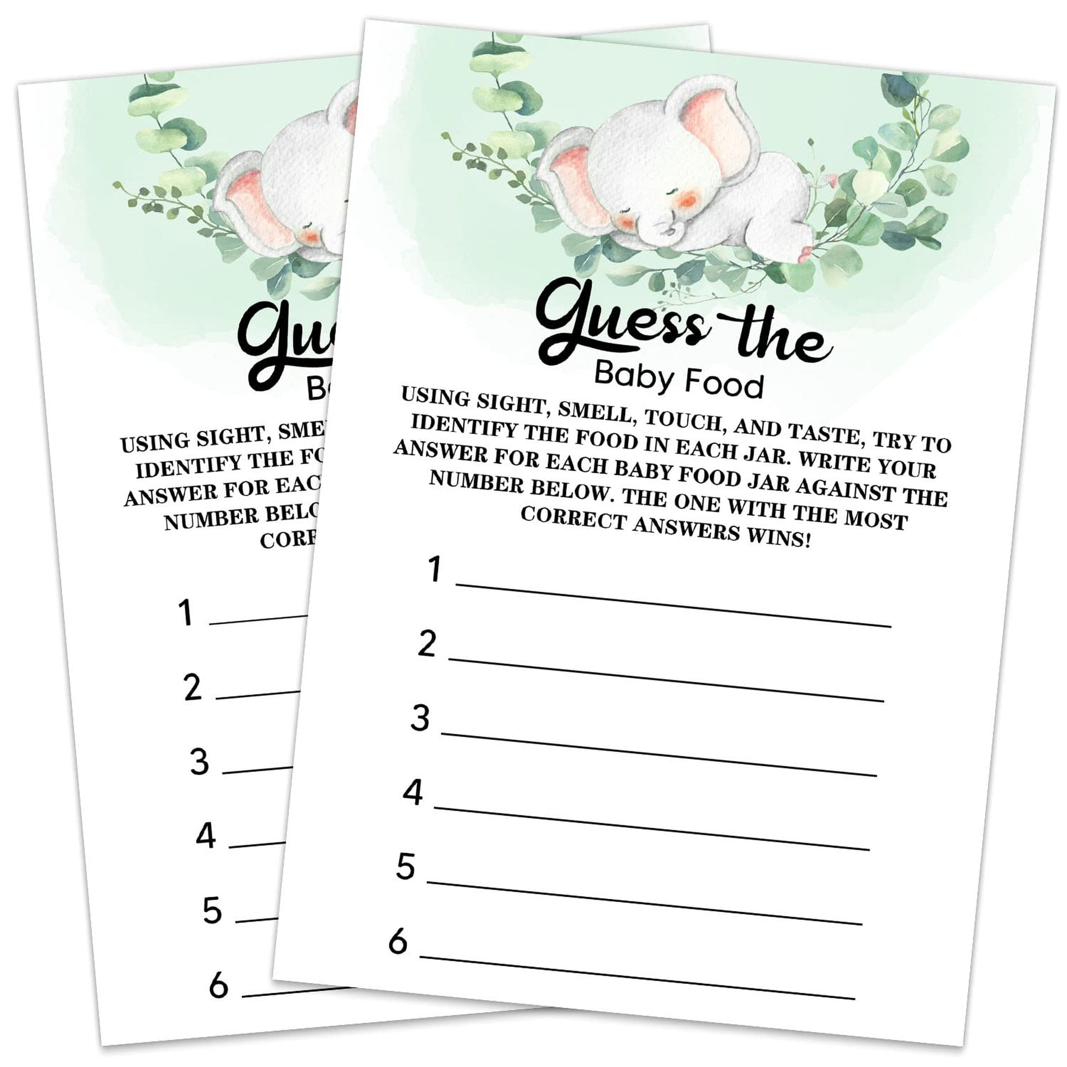 Elephant Baby Food Guessing Game Cards - Fun Icebreaker Activity for ...
