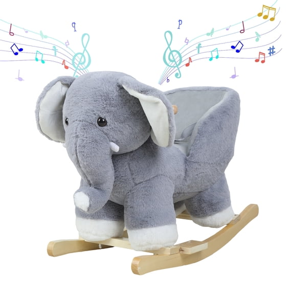 Elephant Baby Rocker Chair, Plush Stuffed Rocking Horse with Music ...