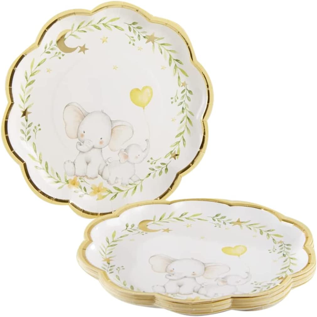 Elephant Baby Shower 9 In. Premium Decorative Paper Plates (350 Gsm ...