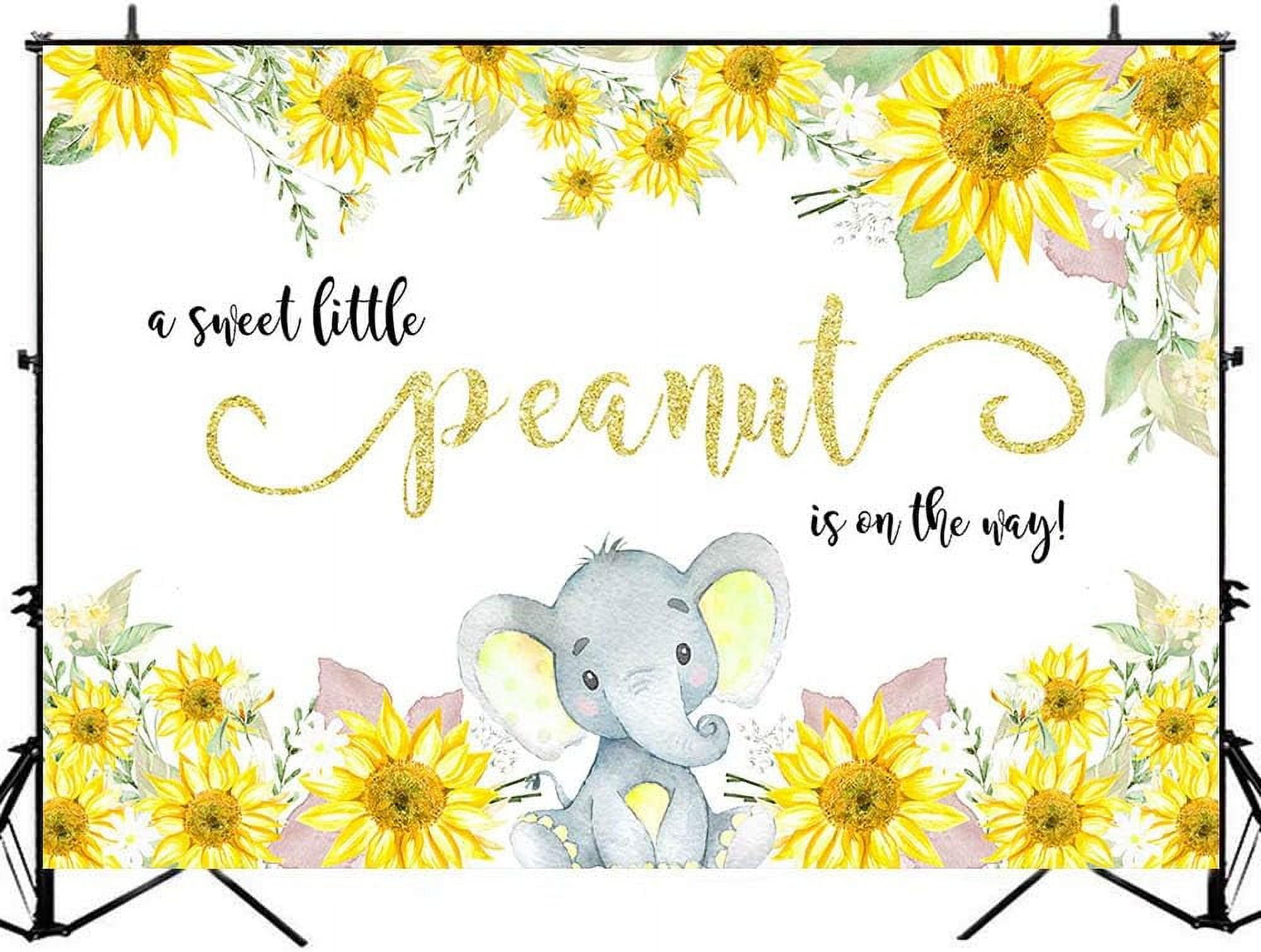 Elephant Baby Shower Backdrop Sunflower Elephant Baby Shower Photo ...