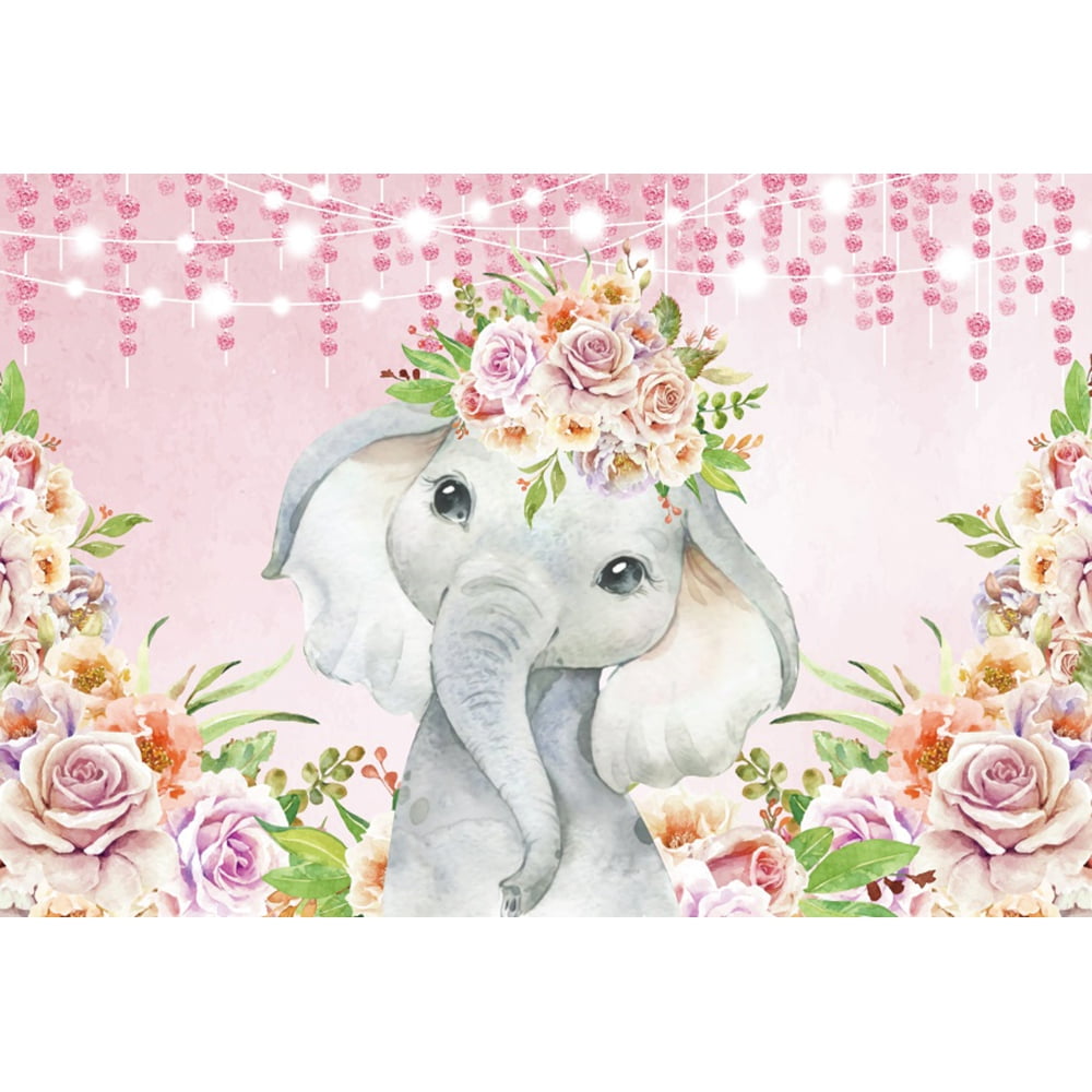 Elephant Baby Shower Backdrop for Photography Blue Pink Boy Girl Gender ...