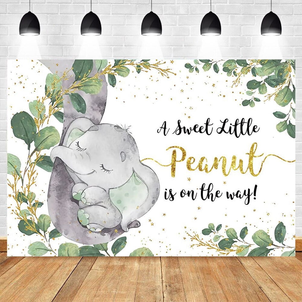 Elephant Backdrop Newborn Baby Shower Birthday Flower Wild One Safari ...
