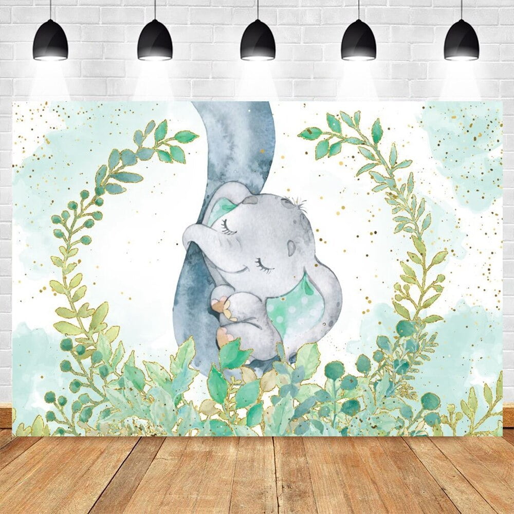 Elephant Backdrop Newborn Baby Shower Birthday Flower Wild One Safari ...