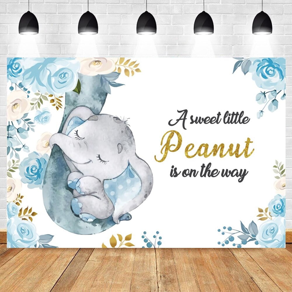 Elephant Backdrop Newborn Baby Shower Birthday Flower Wild One Safari ...