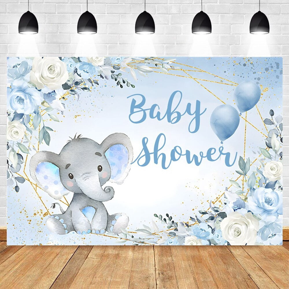 Elephant Backdrop Newborn Baby Shower Birthday Flower Wild One Safari ...