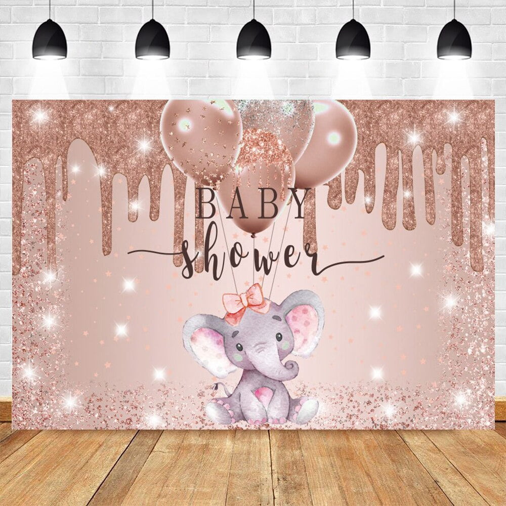 Elephant Backdrop Newborn Baby Shower Birthday Flower Wild One Safari ...