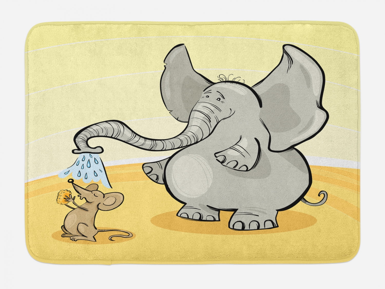 Elephant Bath Mat, Elephant Bathing Mouse with Trunk in the Desert ...