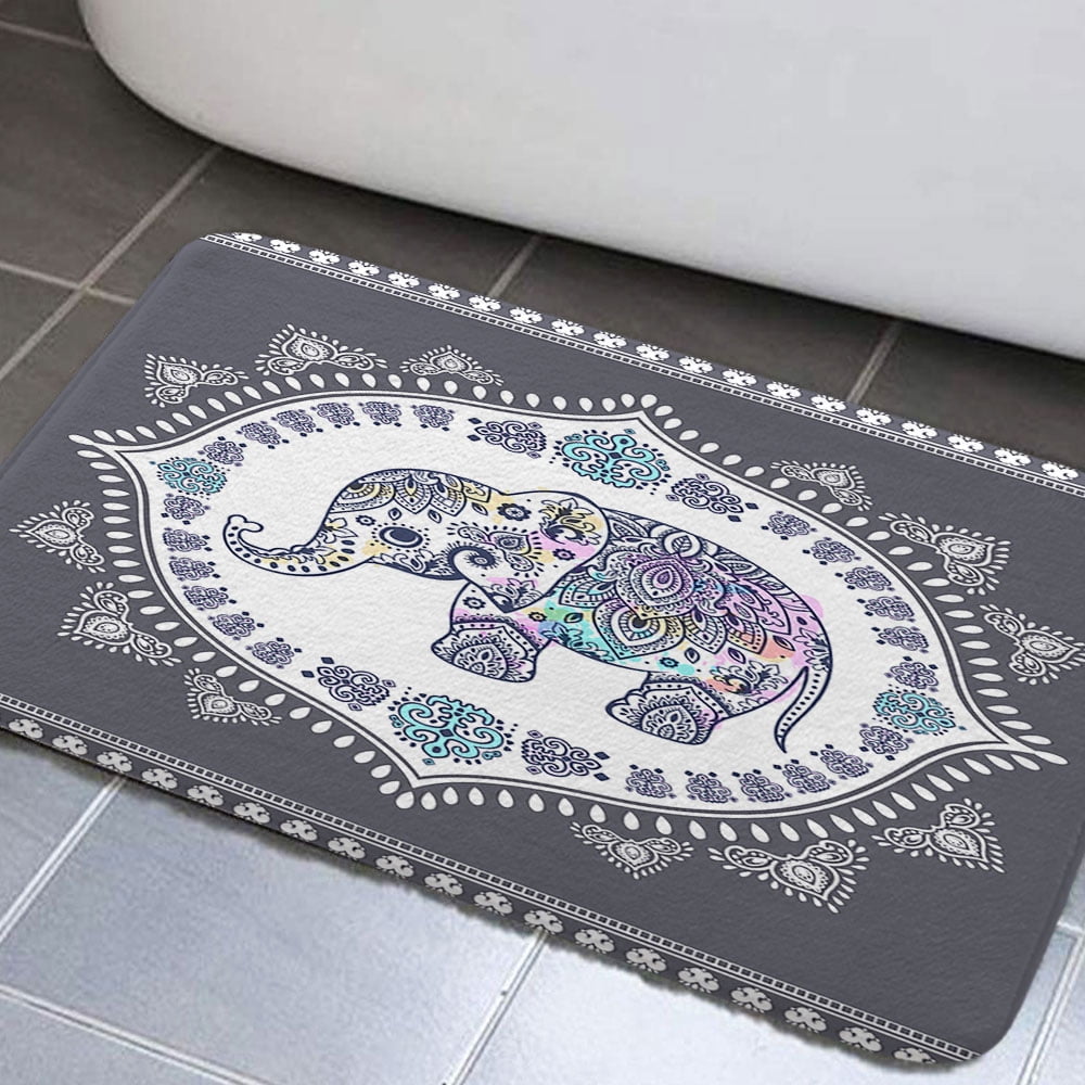 Elephant Bathroom Rugs, Watercolor Elephant Non-Slip Bath Rugs Animal ...