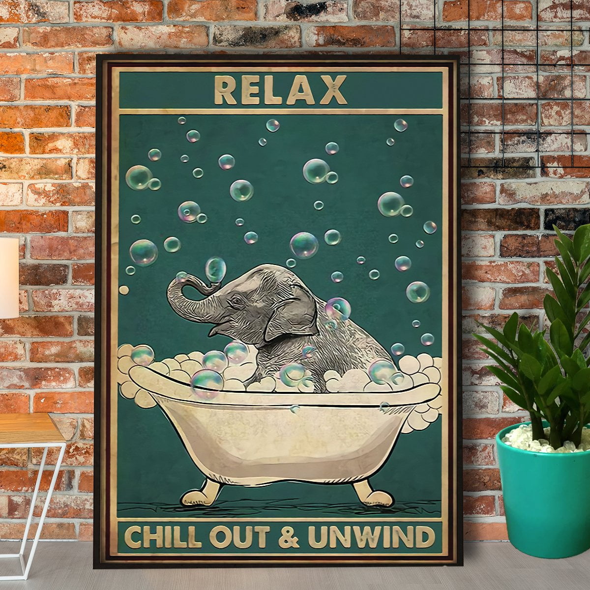Elephant Bathtub Relax Chill Out And Unwind Retro Paper Poster No Frame ...
