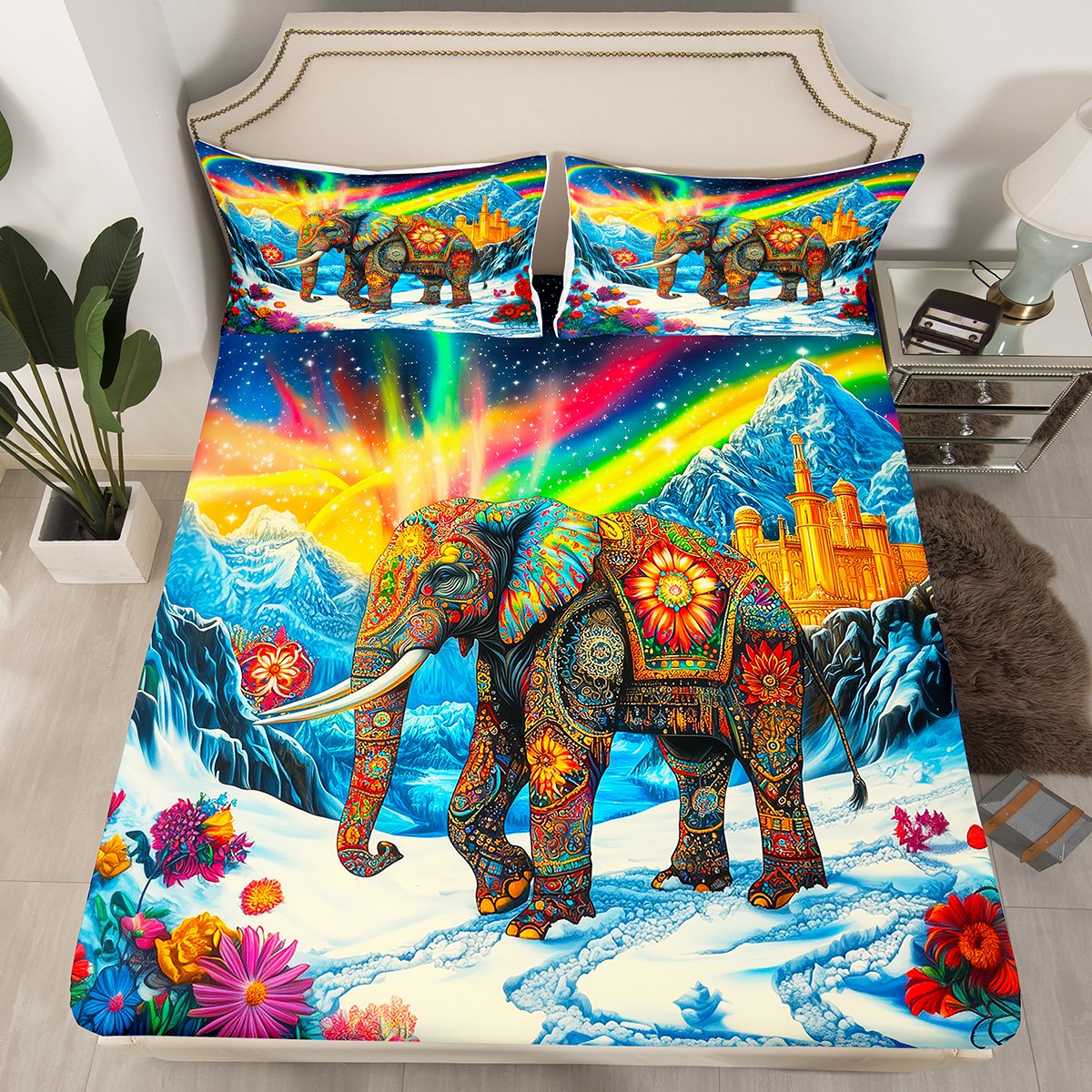 Elephant Bed Sheets Twin Size 3D Wild Animal Fitted Sheet for Adult ...