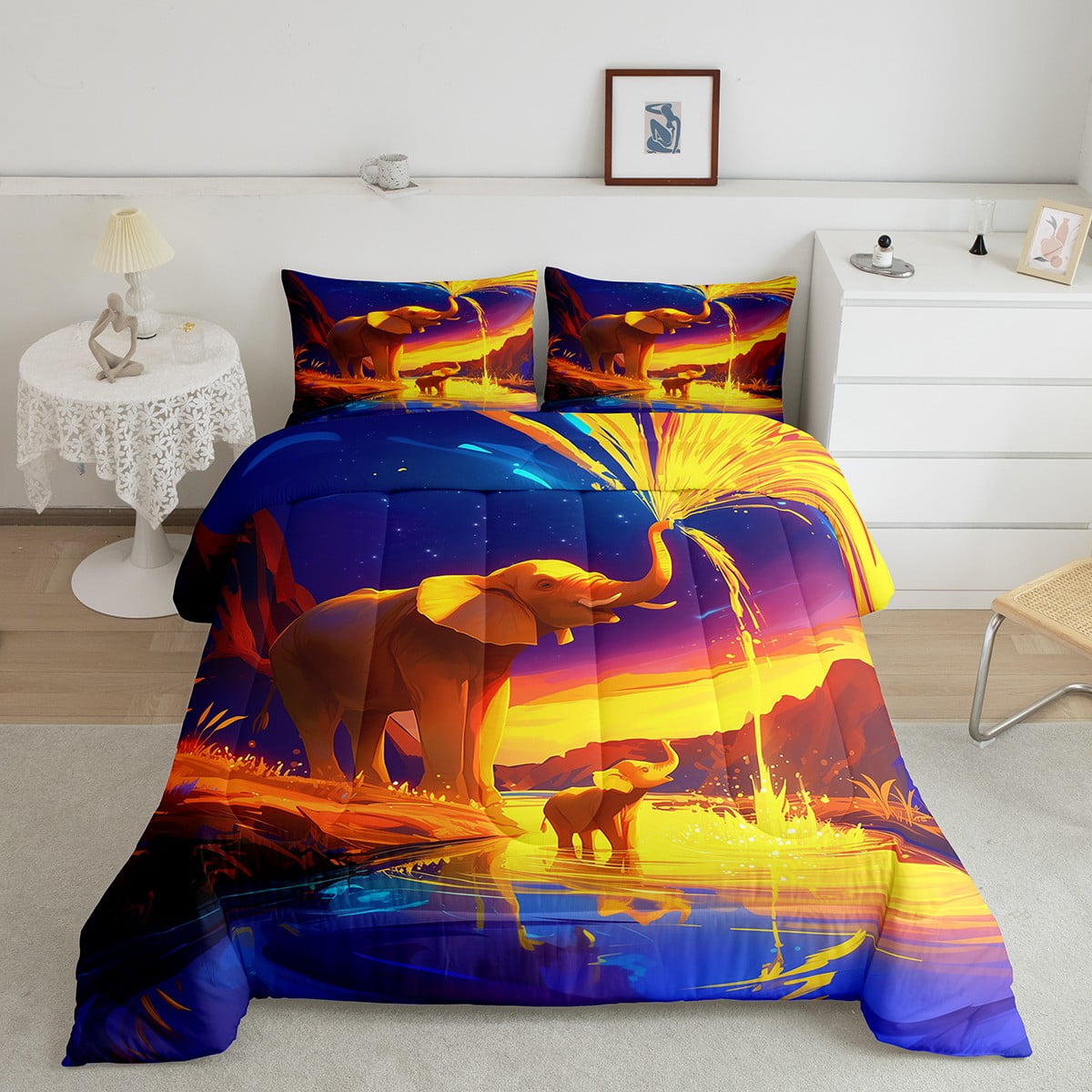 Elephant Bedding Sets Twin for Adult Women Western Rustic Farmstyle ...