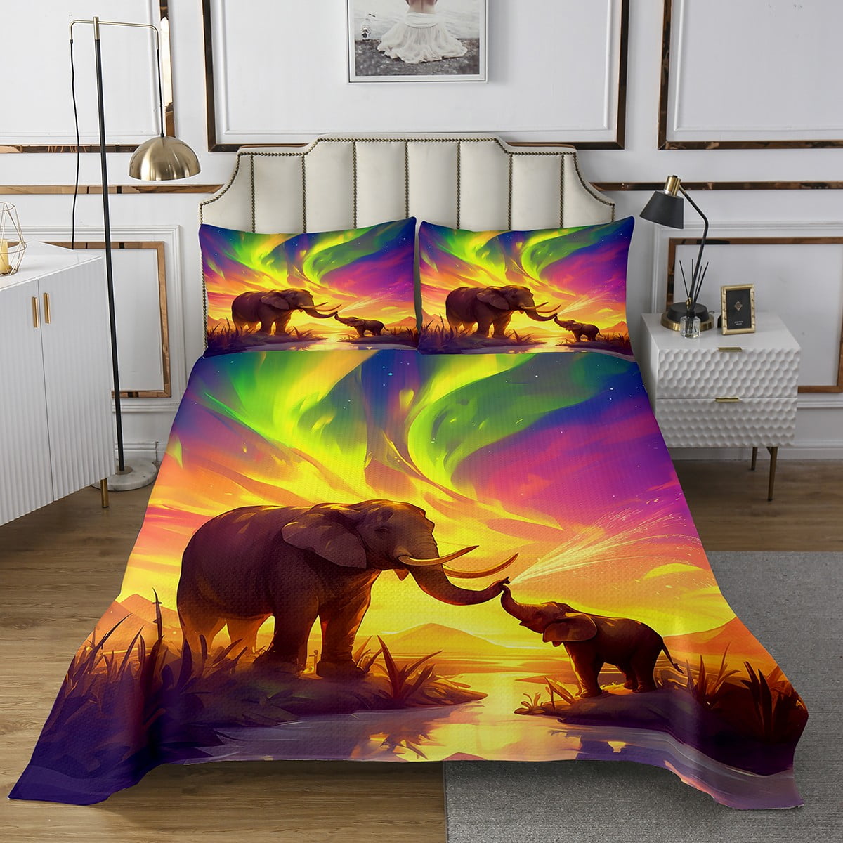 Elephant Bedspread 3D Wild Animal Elephant Full Quilt Set for Adult ...