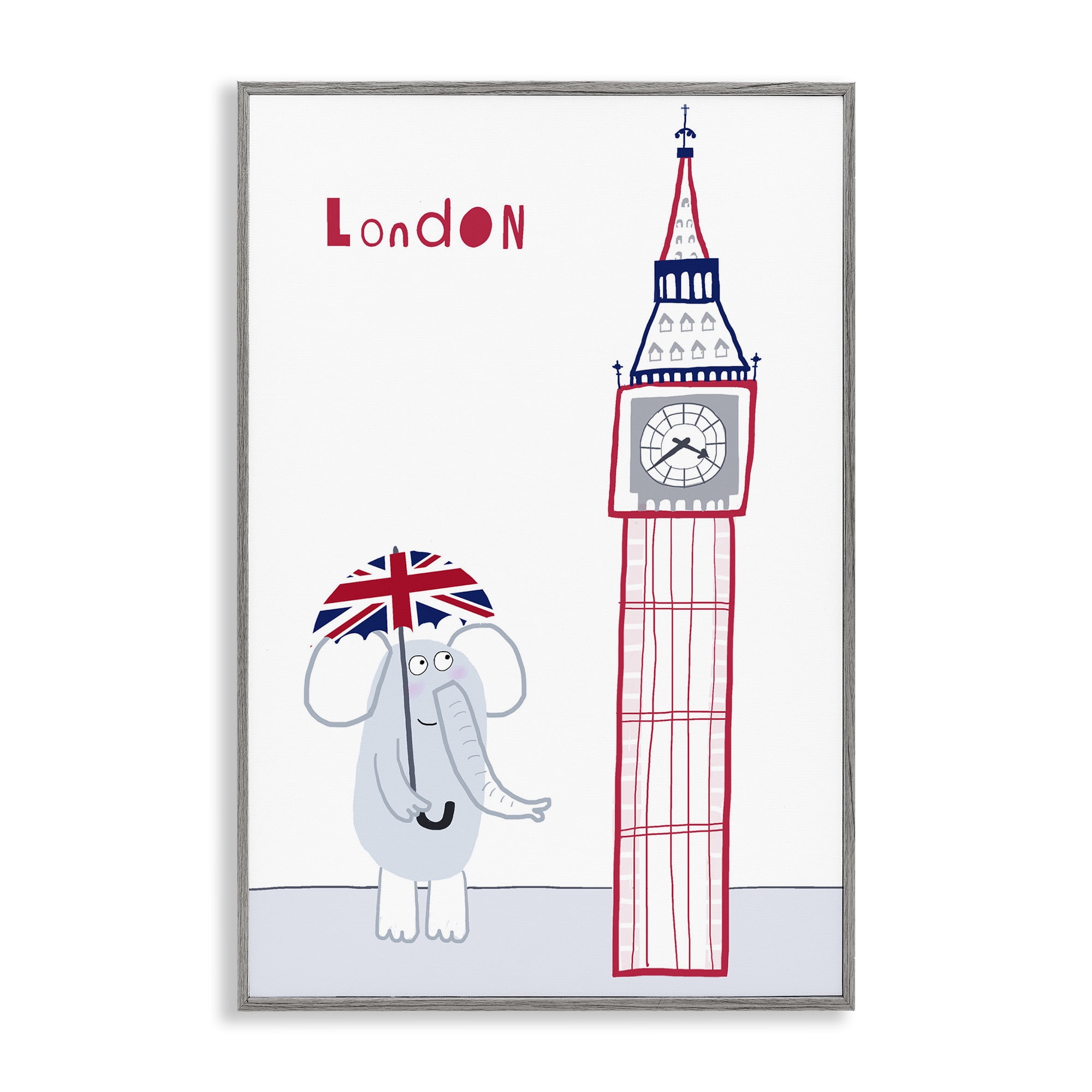 Elephant & Big Ben London Gray Framed Giclee Art, design by Carla Daly ...