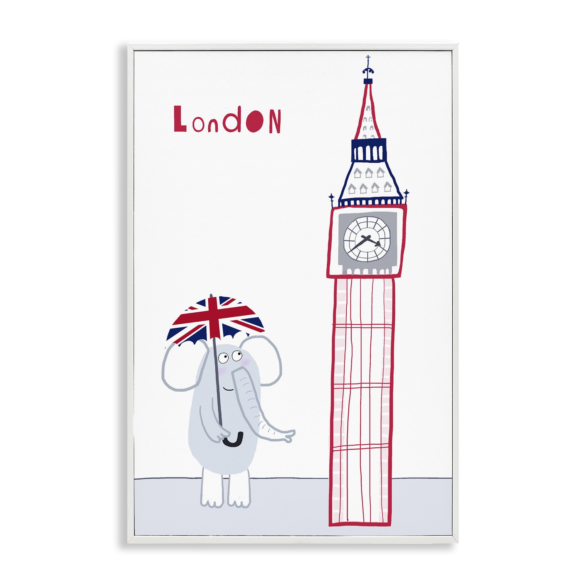 Elephant & Big Ben London White Framed Giclee Art, design by Carla Daly ...