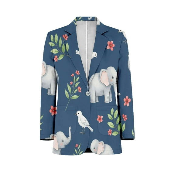 Elephant Bird Floral Navy Men's Suit Blazer Casual Party Wear Slim Fit ...