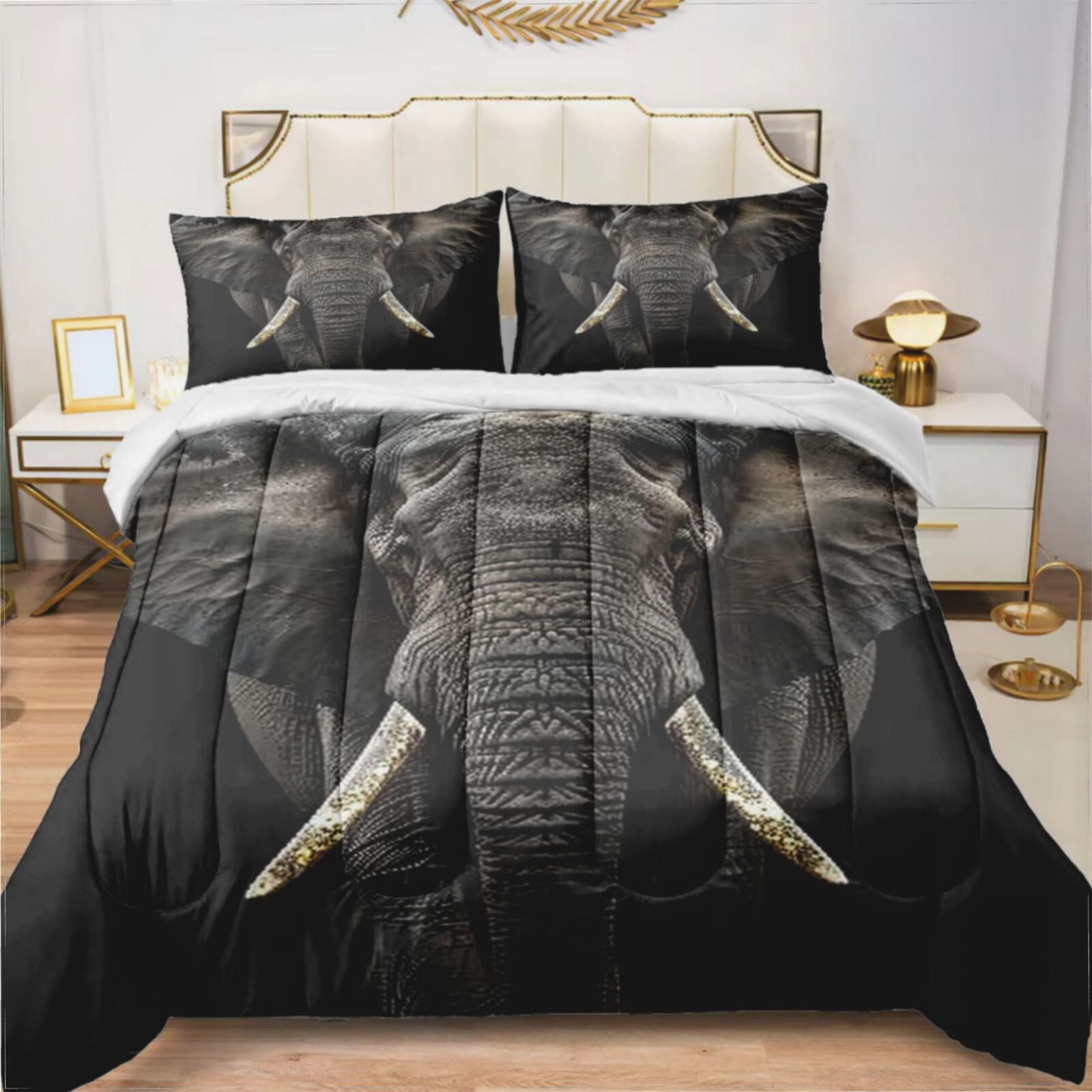 Elephant Black Background (78) Comforter Set Bedding Set Duvet Set Set ...