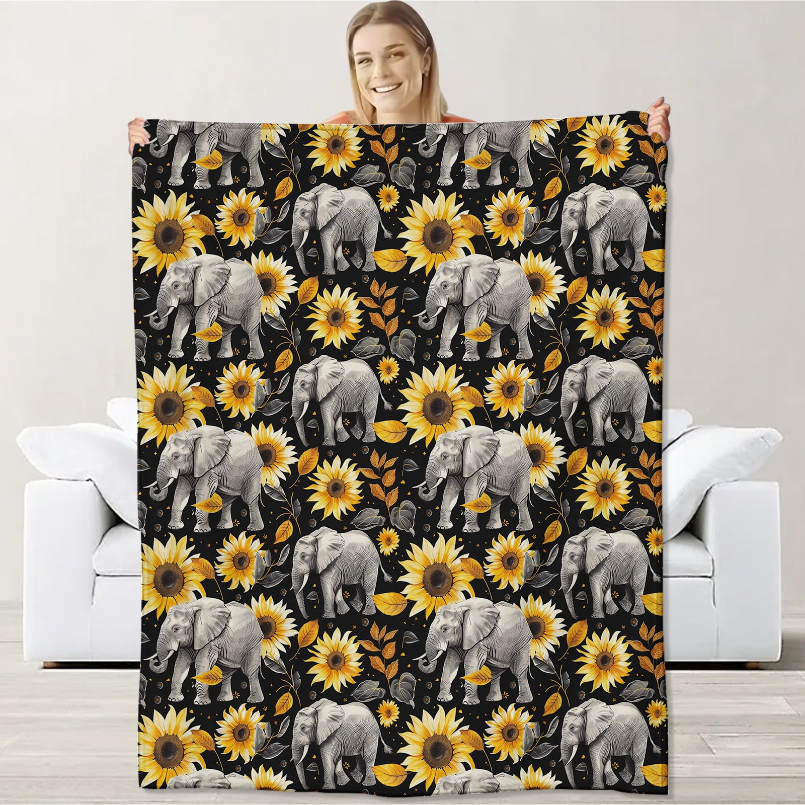 Elephant Blanket for Kids Adults Elephant Lovers, Flannel Elephant ...